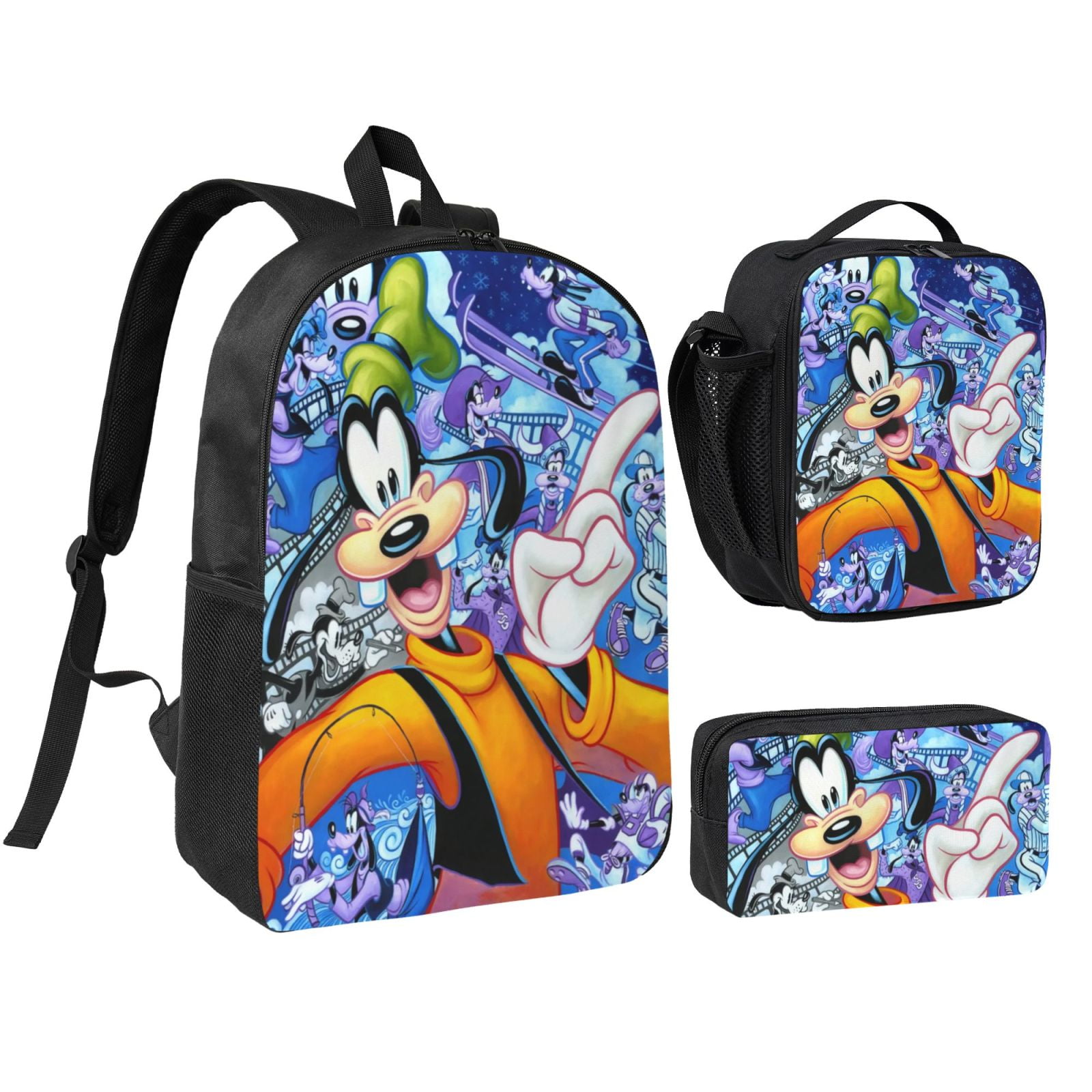 Goofy School Backpack 3 Piece Set, 3D Printed Lightweight High-capacity ...