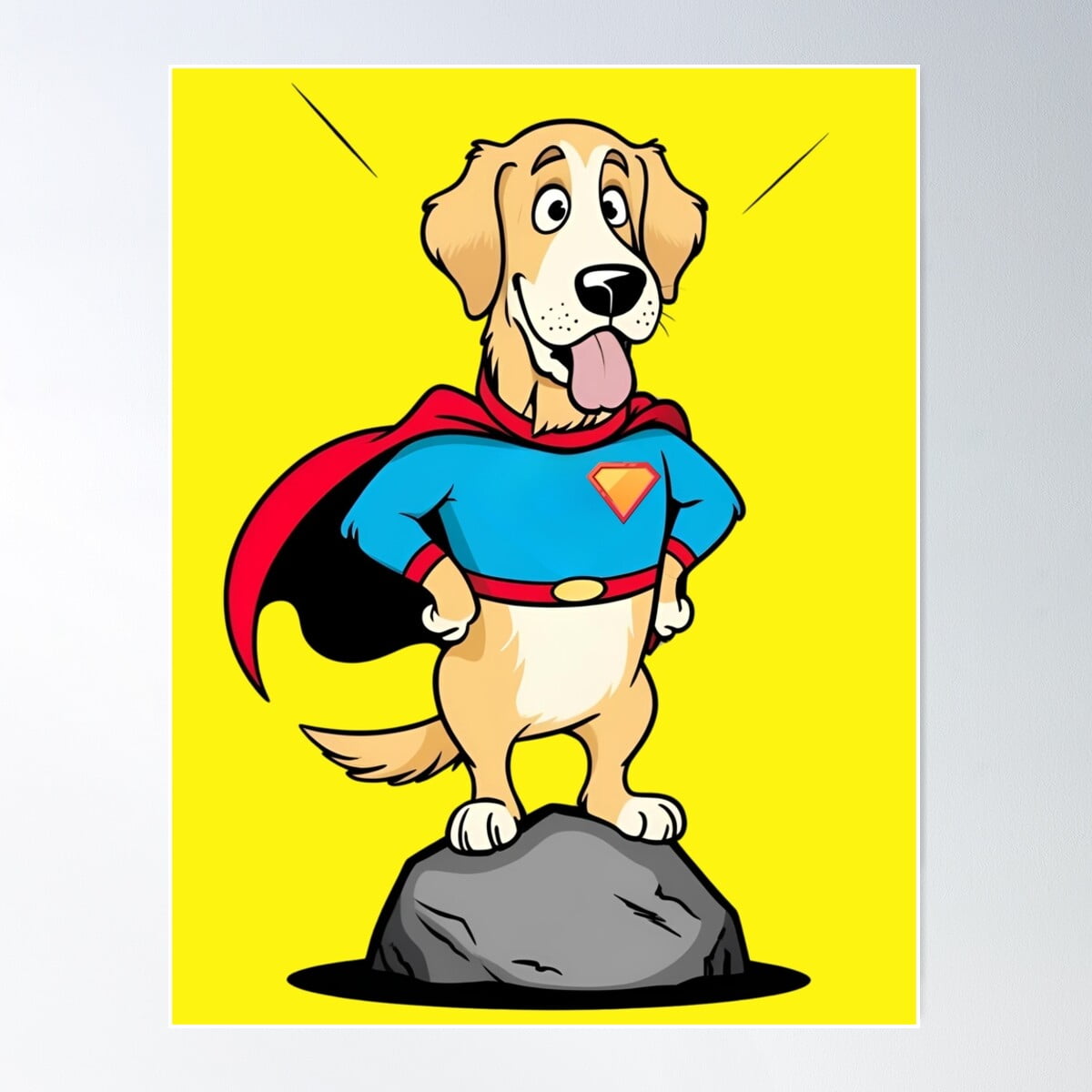 Goofy Superhero Dog Meme â€“ Funny Golden Retriever Cartoon T-Shirt ...
