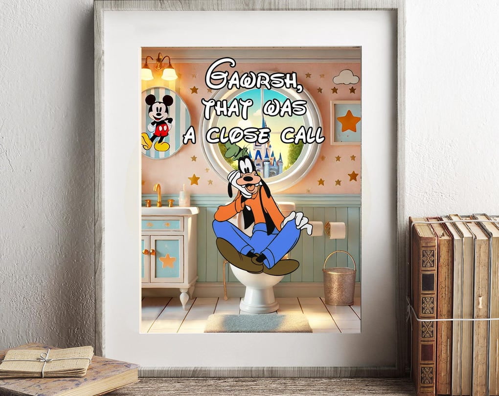 Goofy On Toilet Bathroom Art Print, Goofy Gawrsh, Goofy Bathroom Art ...