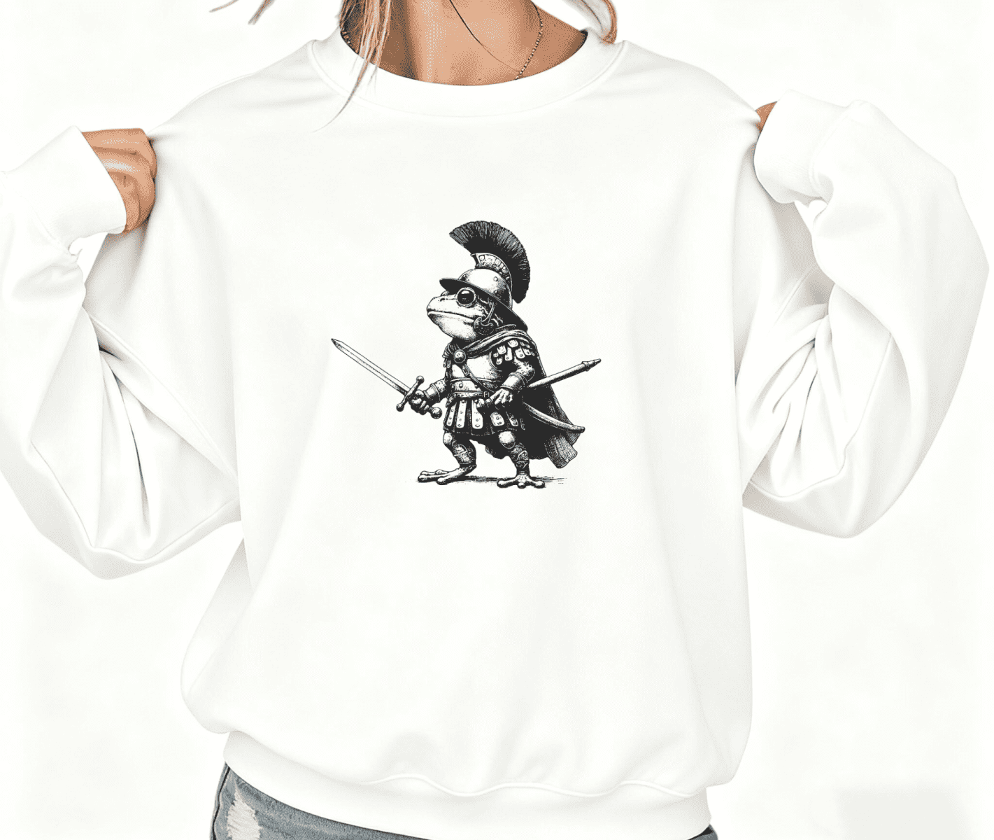 Goofy Warrior Casual Vibe White Crewneck Print Sweatshirt Graphic ...
