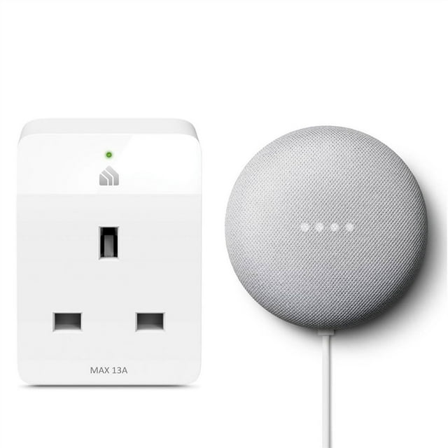 Google Nest Mini 2nd Gen with Home Voice Assistant + Smart Plug - Snow ...