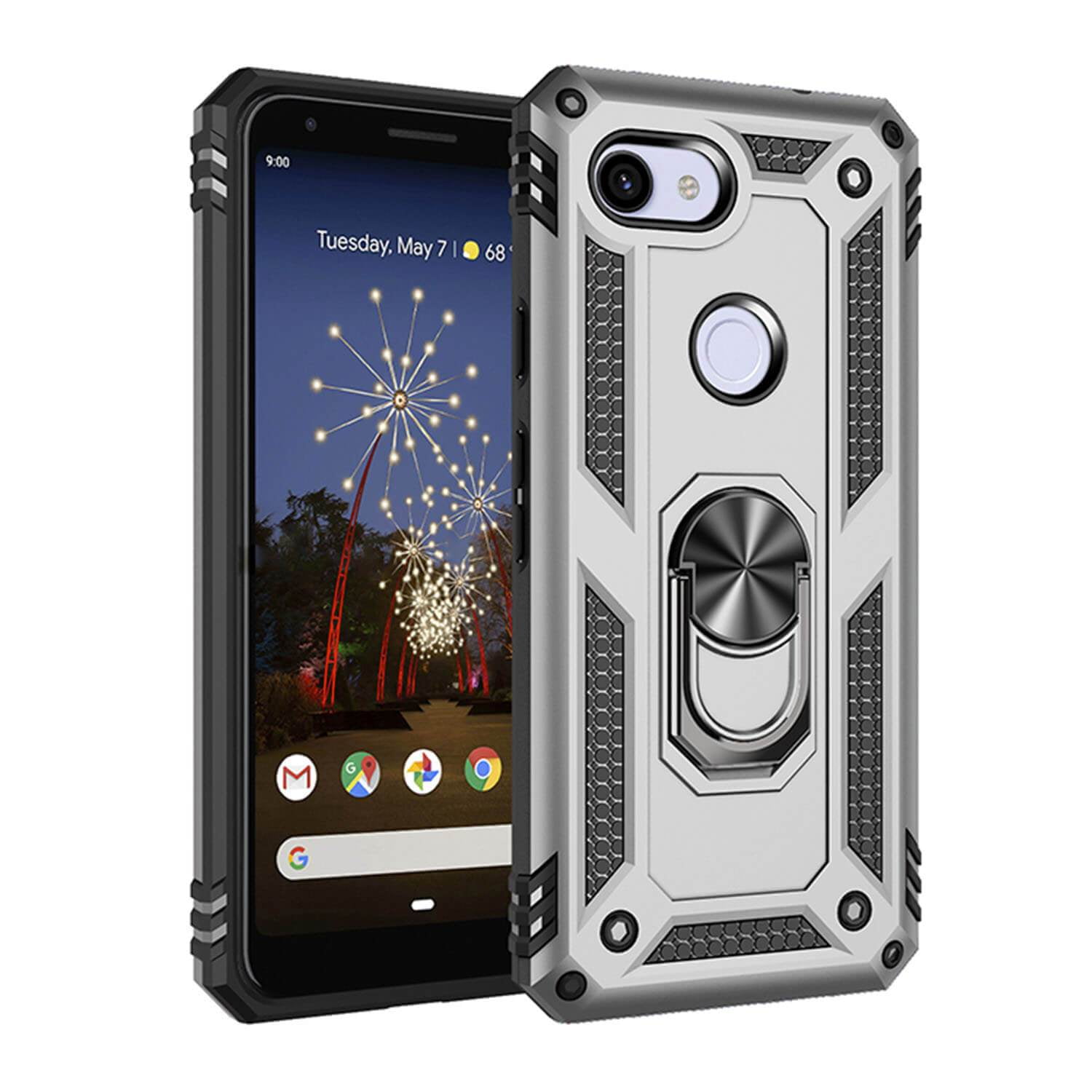 Google Pixel 3a XL Heavy Duty Case with Magnetic Metal Ring - Walmart.com