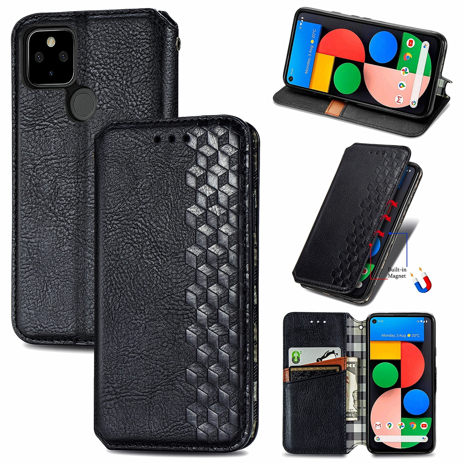 Google Pixel 5A Case, PU Leather TPU Wallet Cover with Card Holder ...