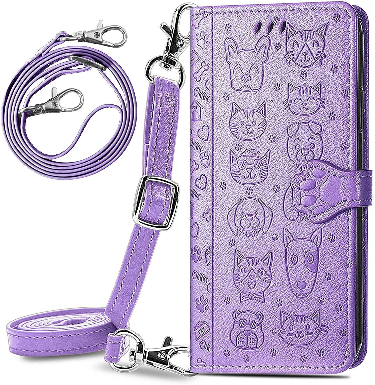 for Google Pixel 5a 5G Crossbody Cell Phone Wallet Case,Cute Cat Dog ...