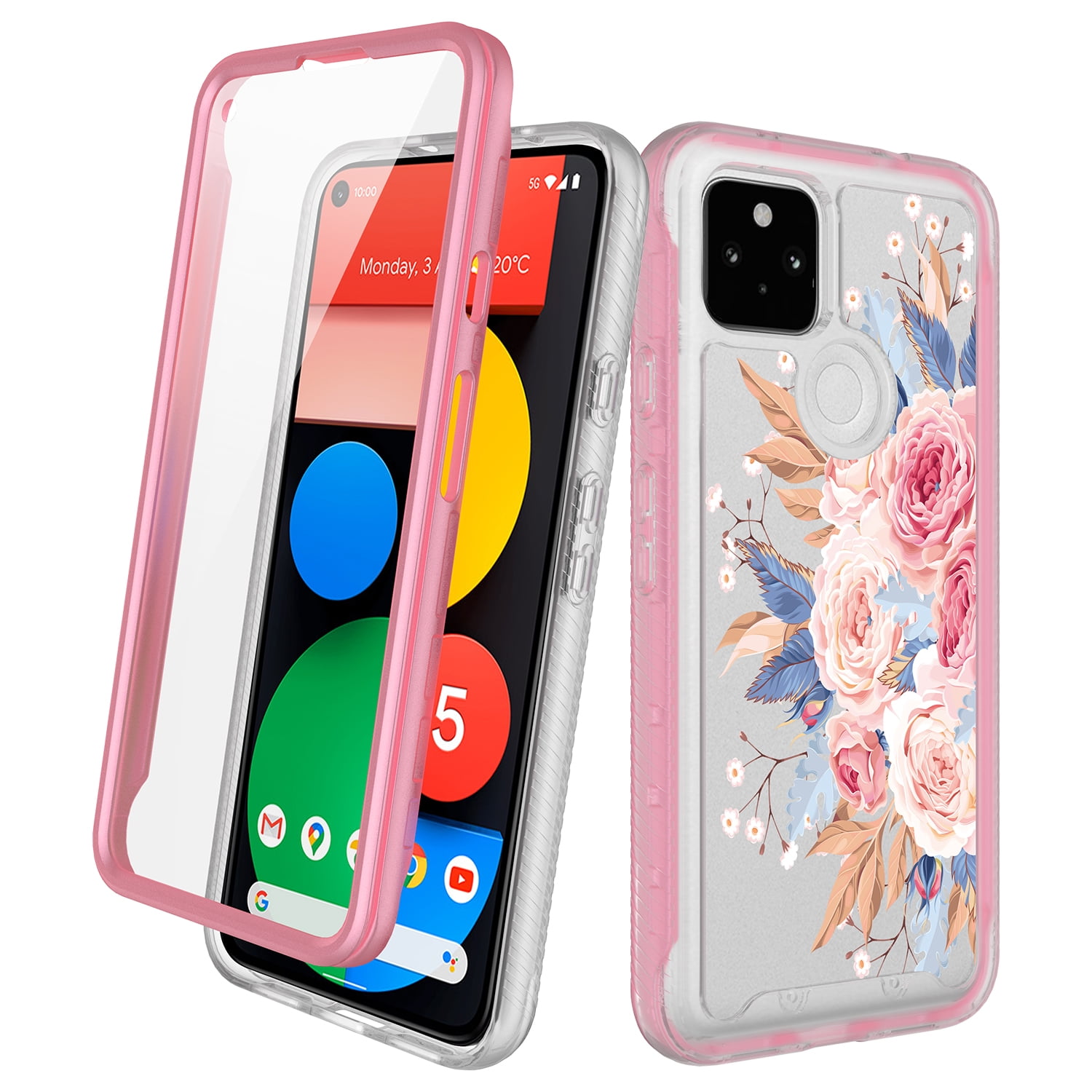 Google Pixel 5a Case With Built-in Screen Protector, Rosebono Hybrid ...