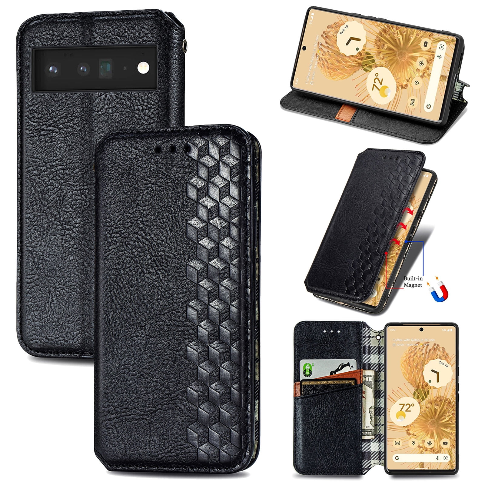 Google Pixel 6 Pro Case PU Leather TPU Wallet Cover with Card Holder ...