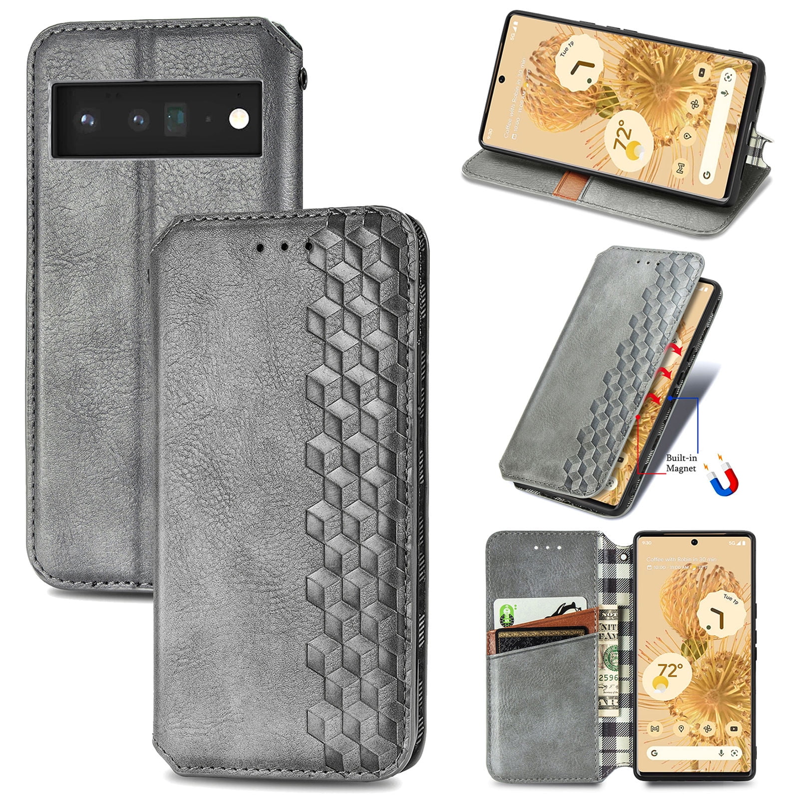 Google Pixel 6 Pro Case PU Leather TPU Wallet Cover with Card Holder ...