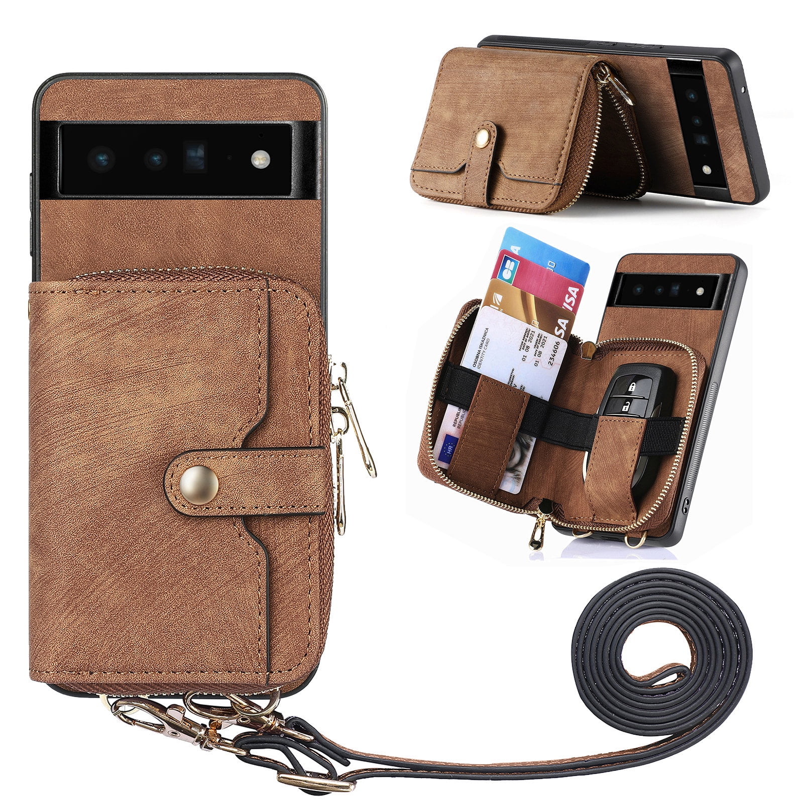 for Google Pixel 6 Pro Wallet Case, Crossbody Phone Purse with Card ...