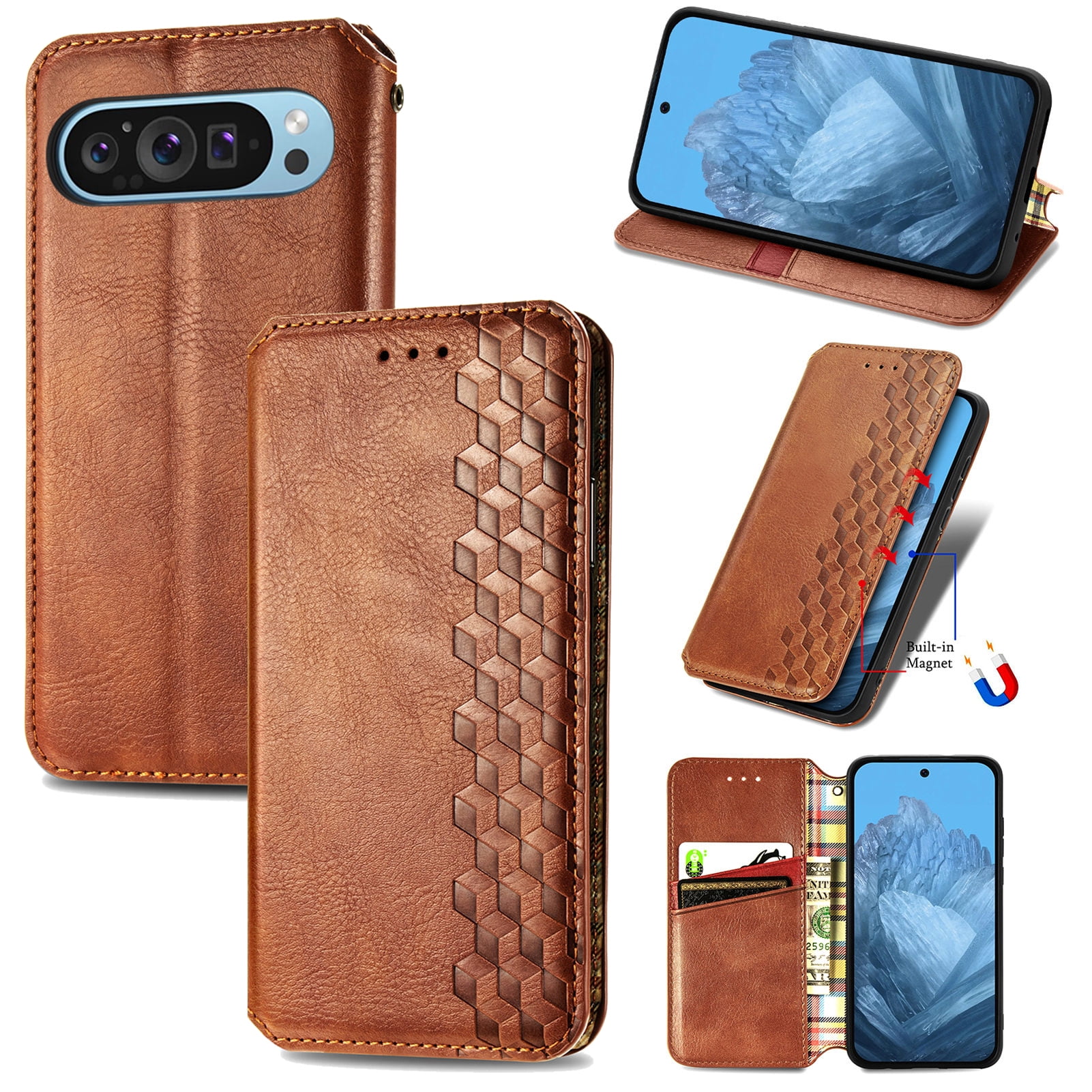 for Google Pixel 6 Pro Wallet Case, Men's Retro Premium Business PU ...