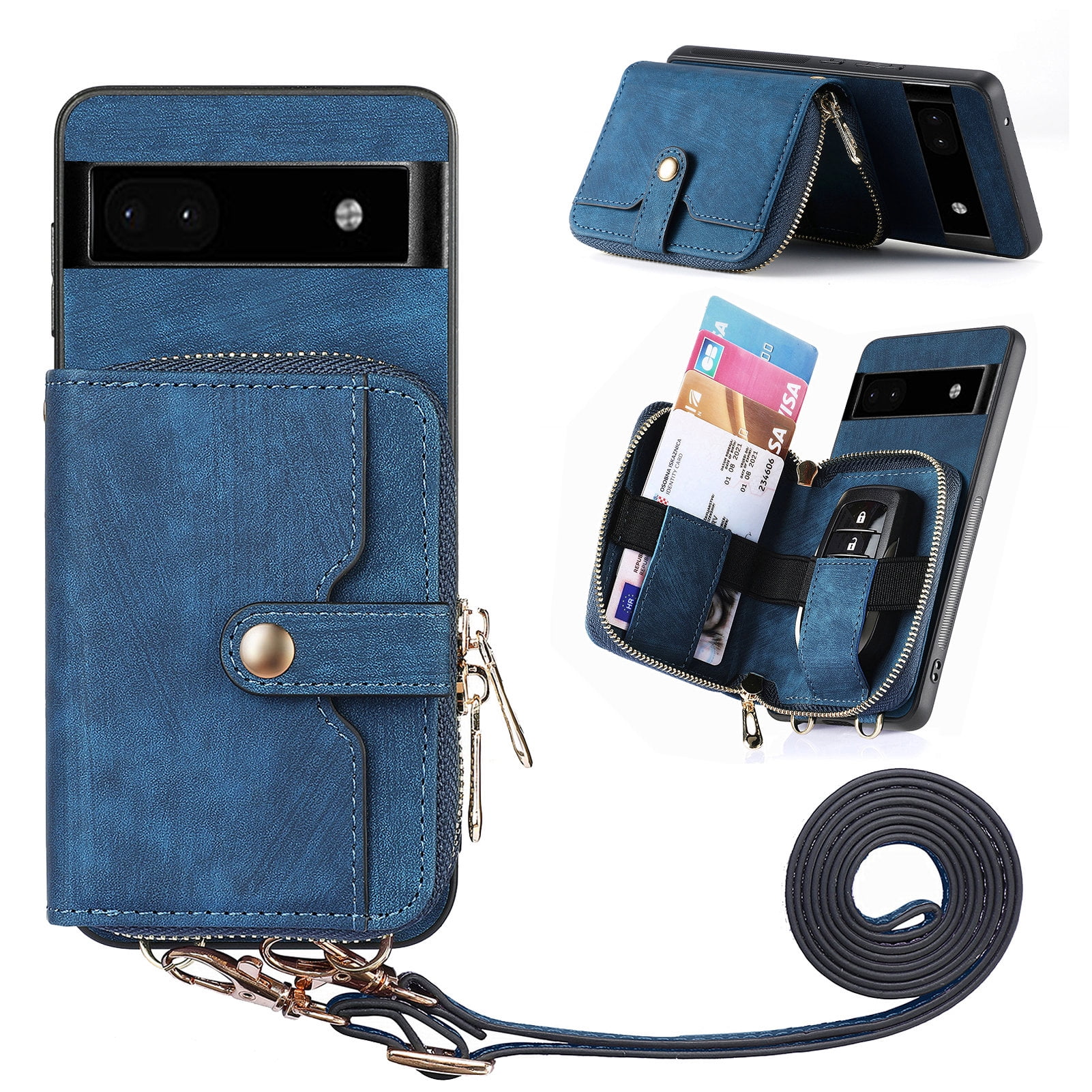 for Google Pixel 6 Wallet Case, Crossbody Phone Purse with Card Holder ...