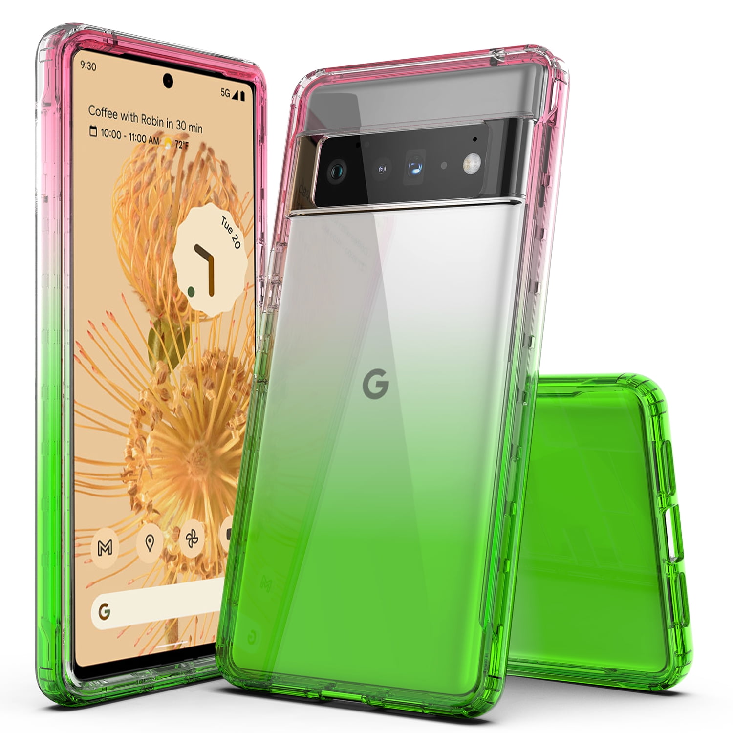 Google Pixel 7 Pro Case, Rosebono Hybrid Gradient Transparent Soft TPU ...