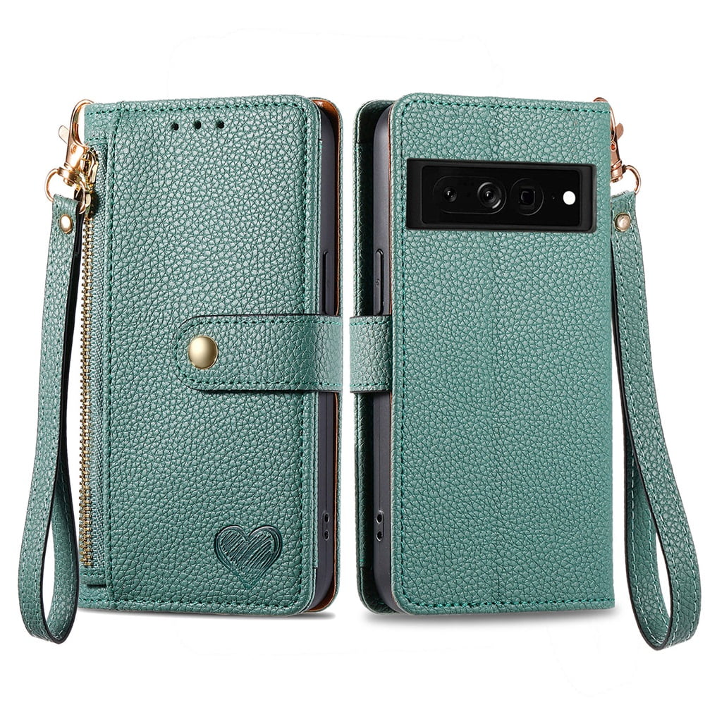 For Google Pixel 7 Pro Leather Phone Case Wallet Zipper Pocket Pouch ...