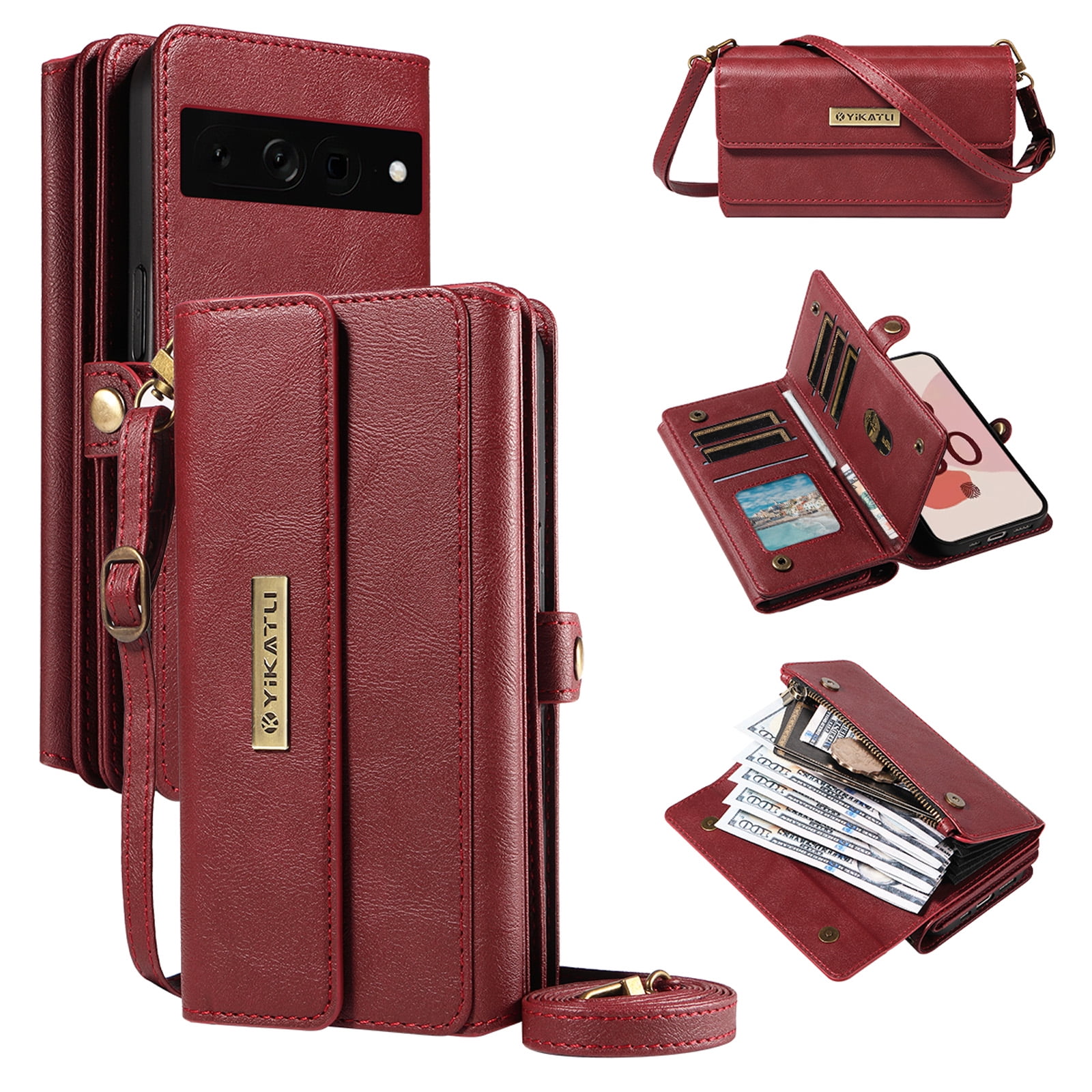 For Google Pixel 7 Pro Wallet Case with Card Slots / Zipper Purse,RFID ...