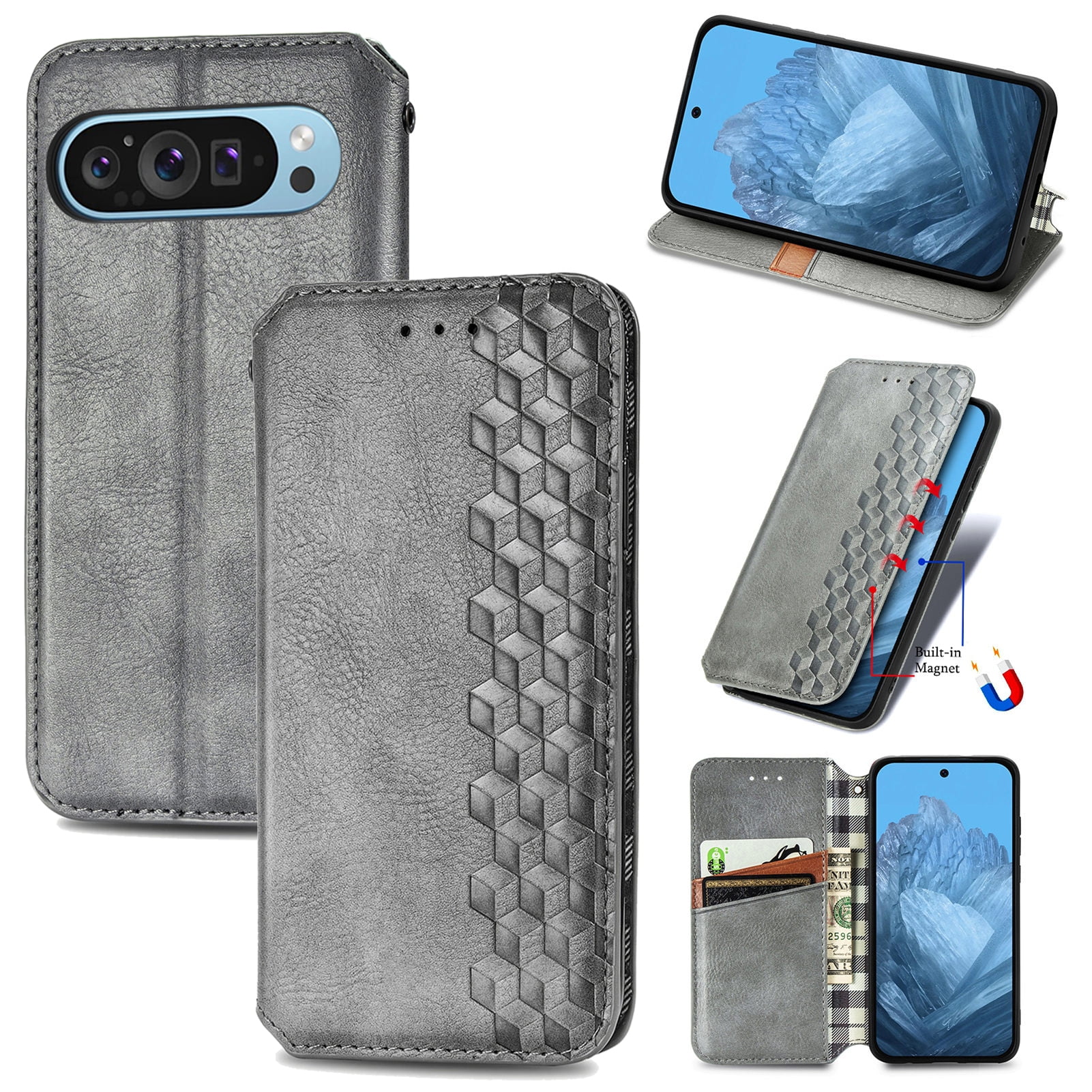 for Google Pixel 7 Pro Wallet Case, Men's Retro Premium Business PU ...
