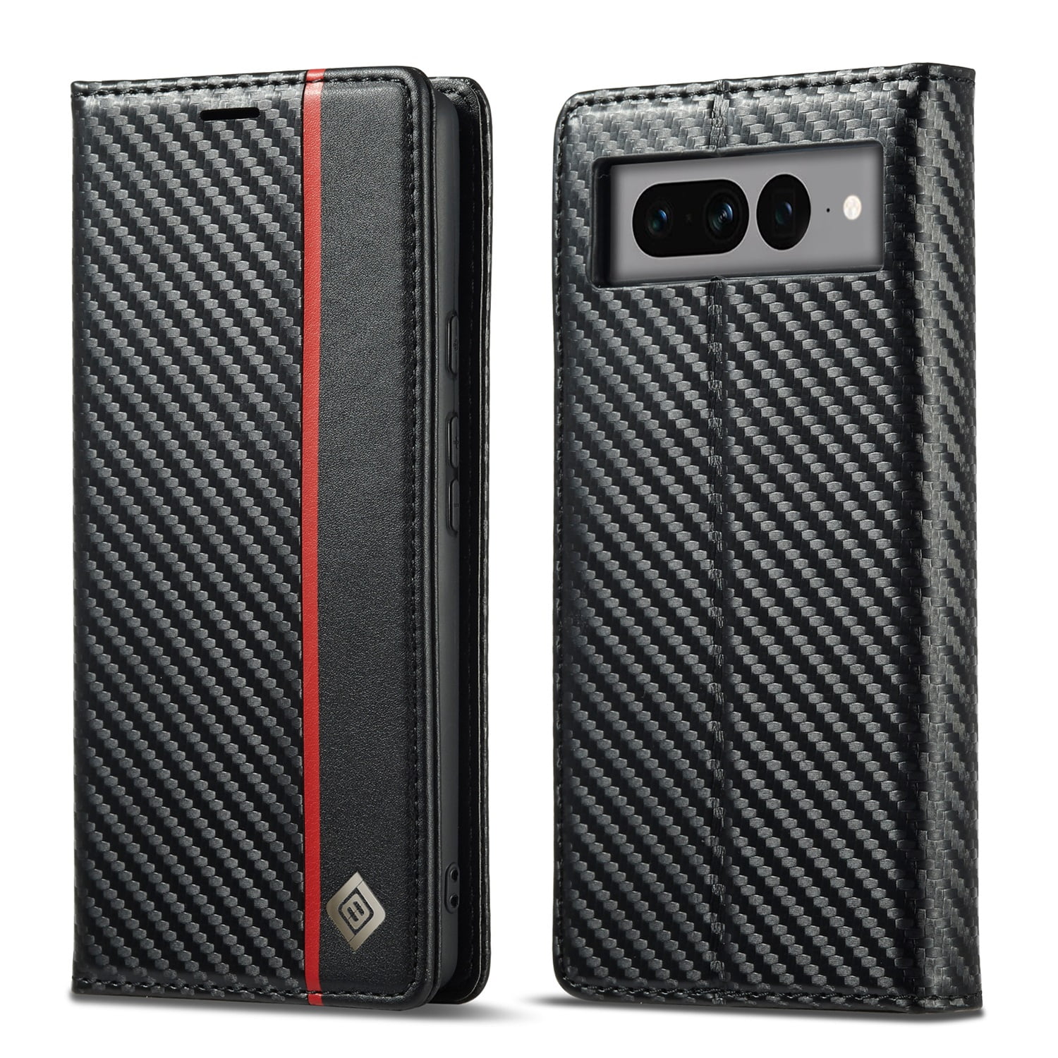 for Google Pixel 7a Carbon Fiber Texture Wallet Case, Kickstand ...