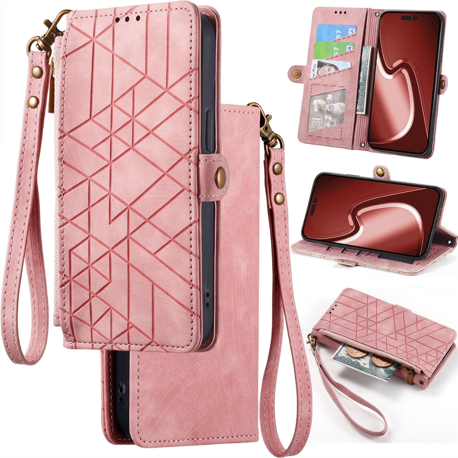 for Google Pixel 7a Phone Case Leather Wallet Zipper Pocket Pouch ...