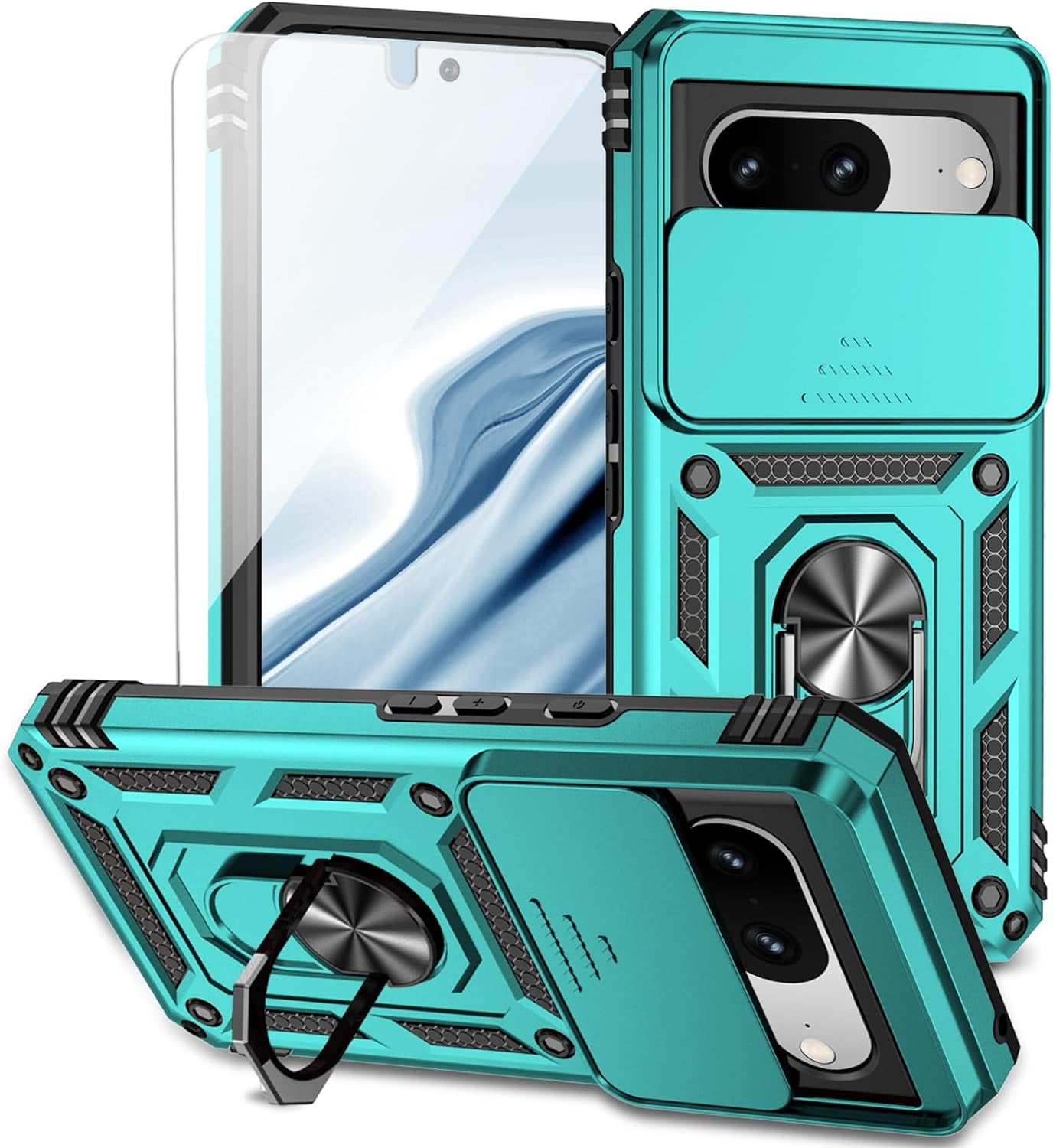 for Google Pixel 8 Case with Slide Camera Cover HD Screen Protector ...