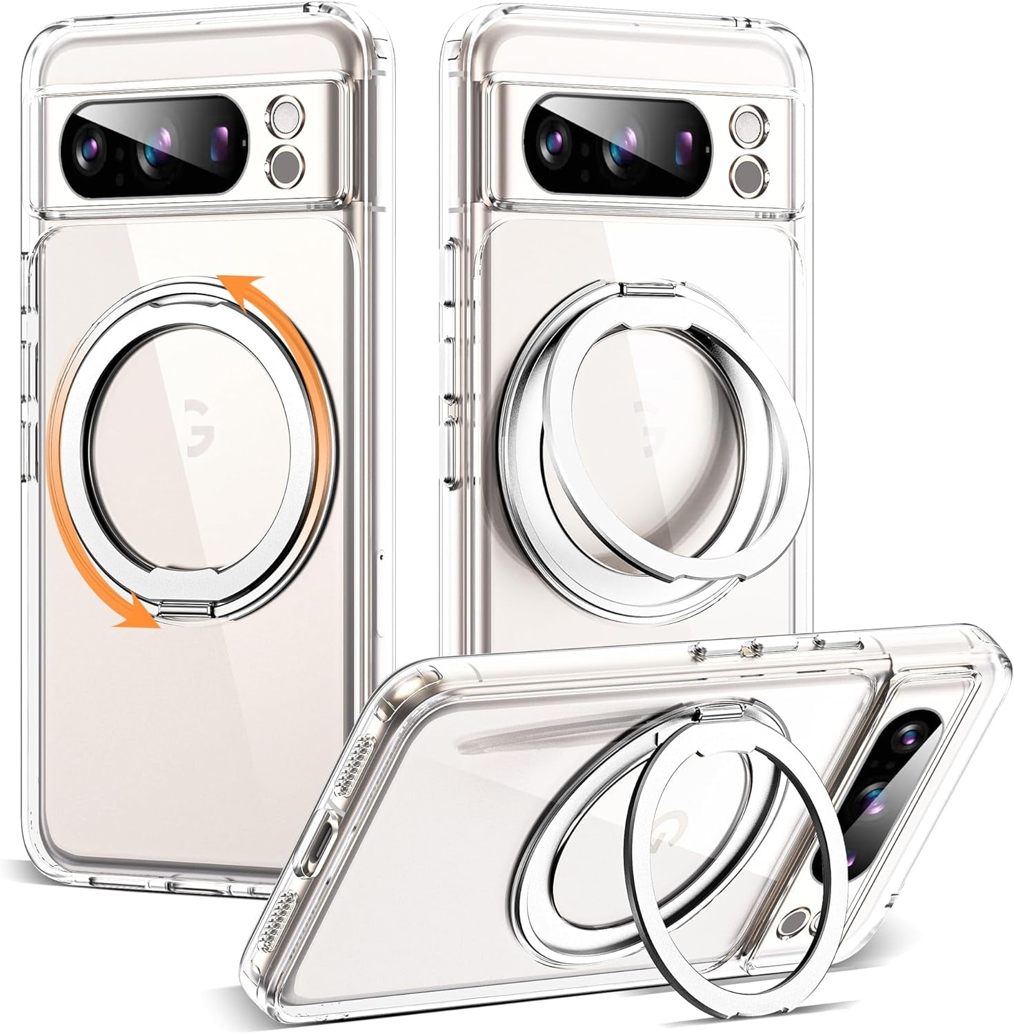 for Google Pixel 8 Pro Case with 360° Rotatable Magnetic Ring Stand ...