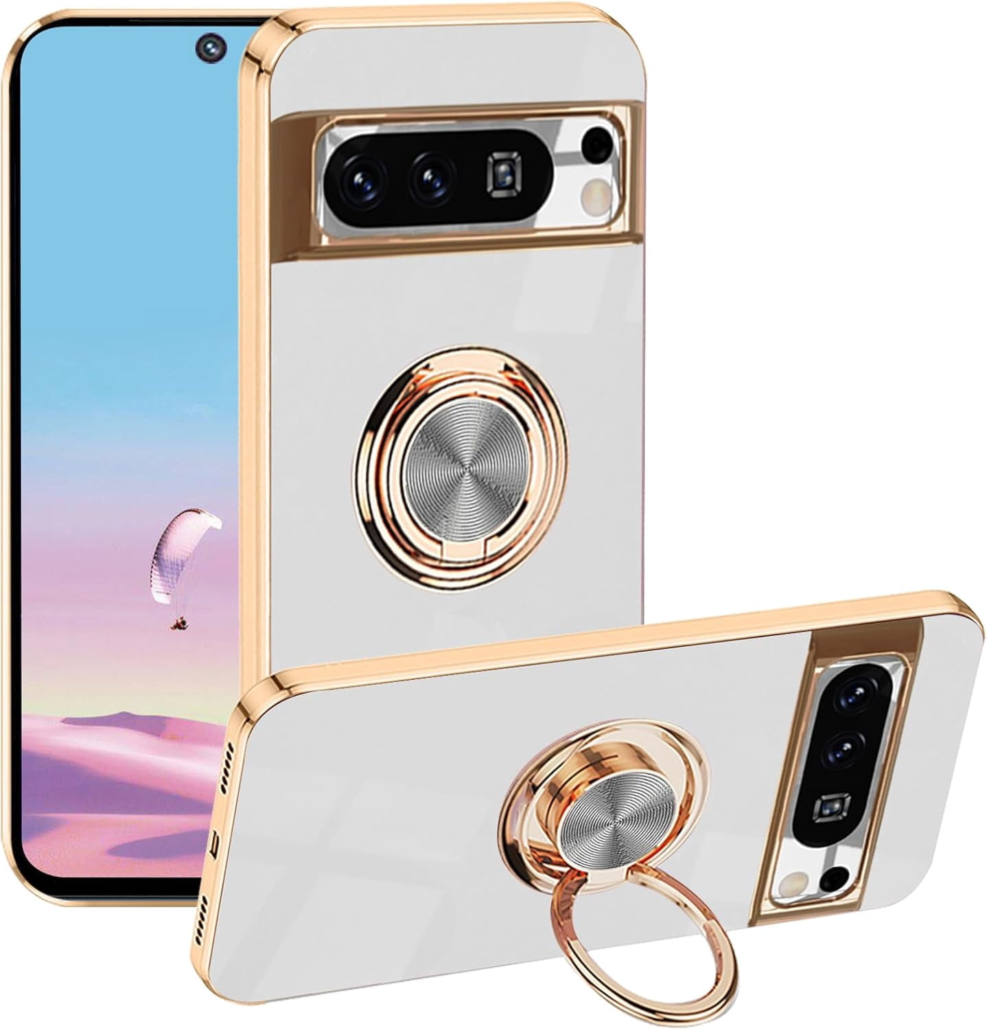 for Google Pixel 8 Pro Case with Ring Holder Magnetic Aesthetic Google ...
