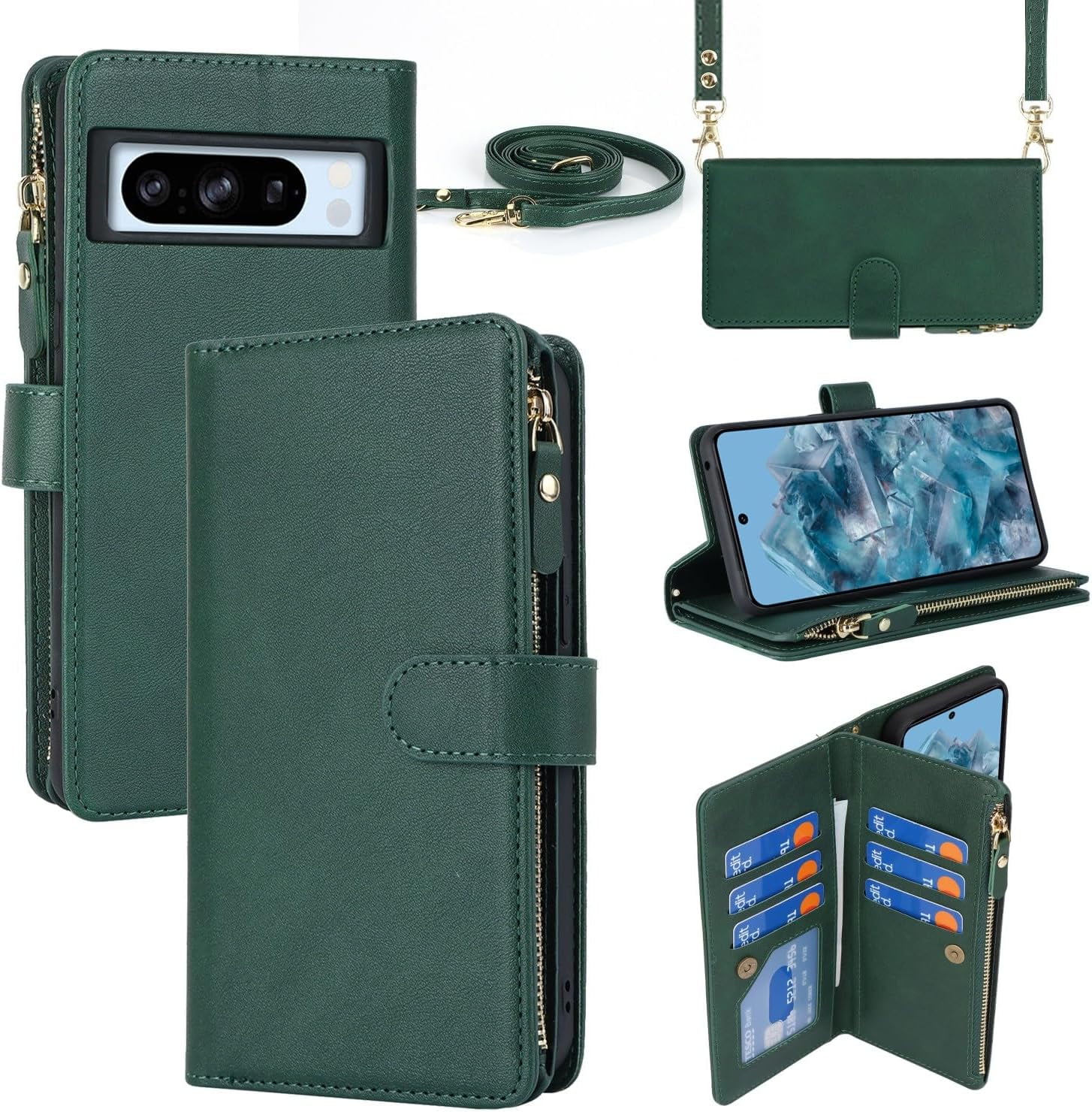 for Google Pixel 8 Pro Wallet Case with Card Holder, Kickstand Feature ...