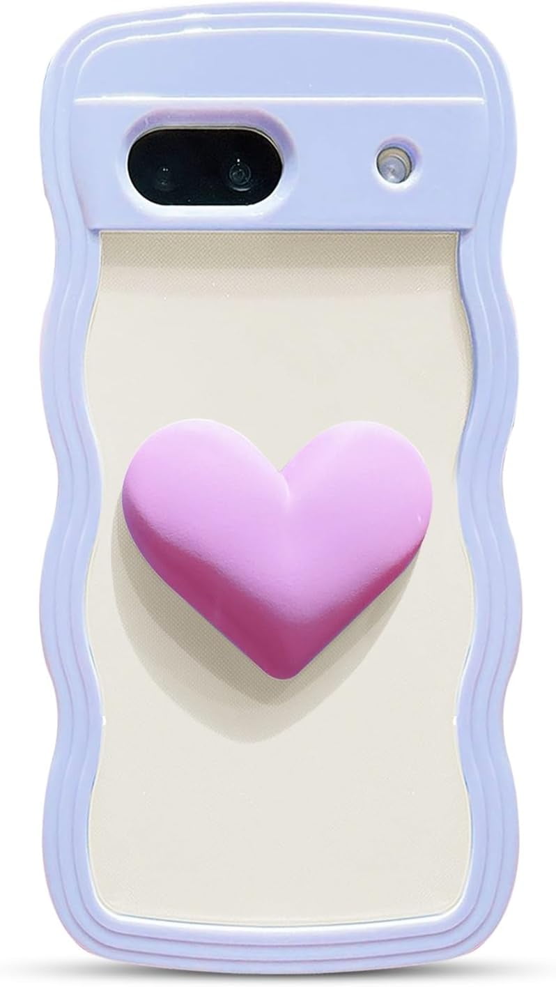 for Google Pixel 8A Case 6.1" 3D Kawaii Love Heart Cute Curly Wavy ...