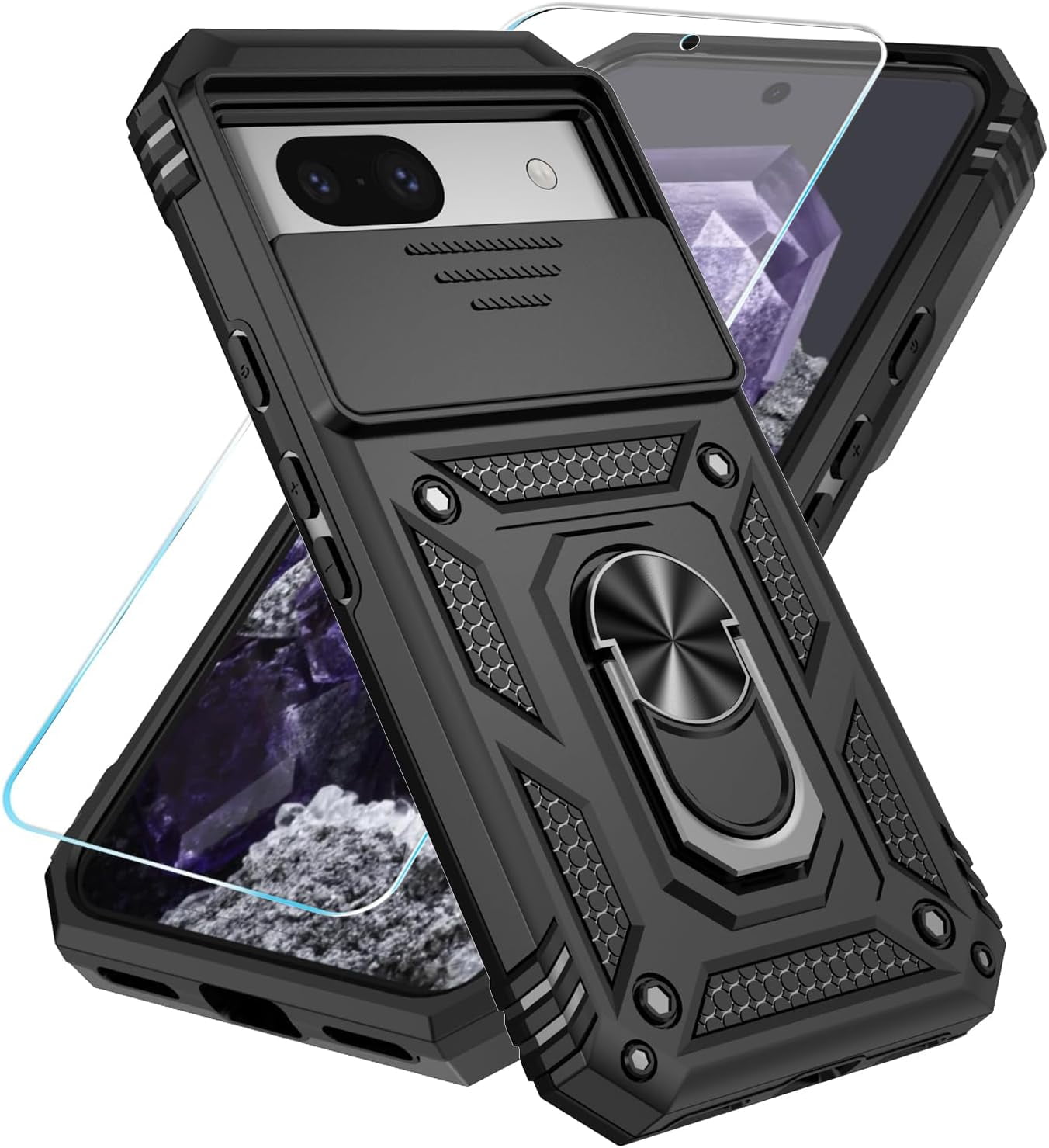 for Google Pixel 8A Case with HD Screen Protector & Slide Camera Cover ...