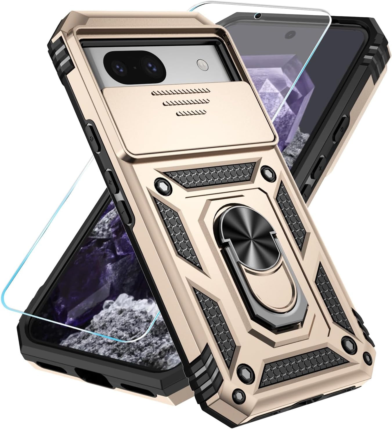 for Google Pixel 8A Case with HD Screen Protector & Slide Camera Cover ...