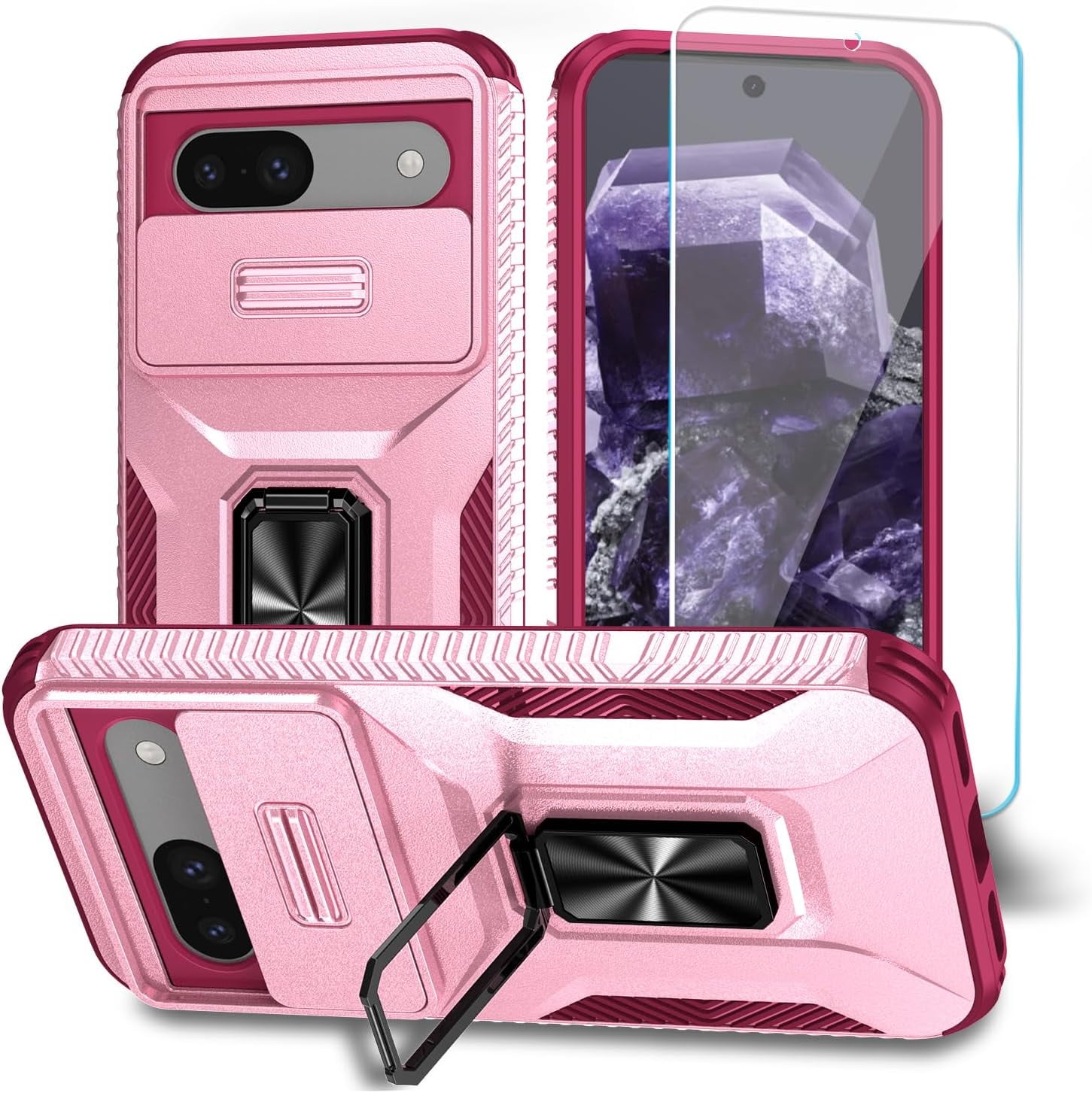 for Google Pixel 8A Case with HD Screen Protector & Slide Camera Cover ...