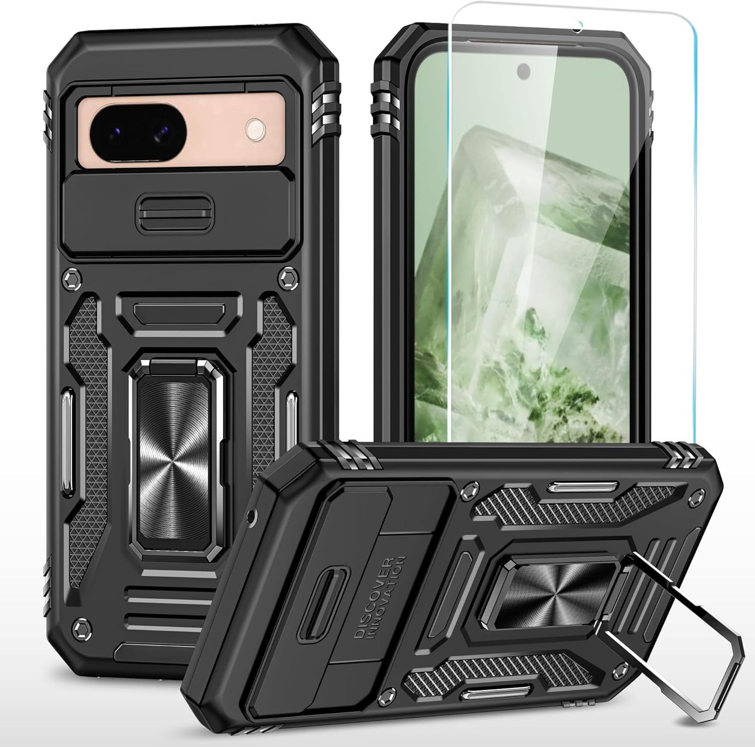 for Google Pixel 8A Case with HD Screen Protector & Slide Camera Cover ...