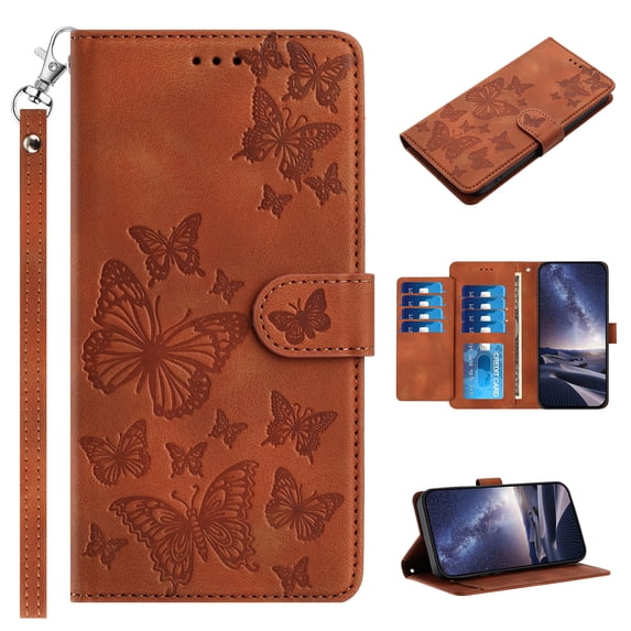 for Google Pixel 8a Butterflies Embossed Wallet Case with Wrist Strap ...