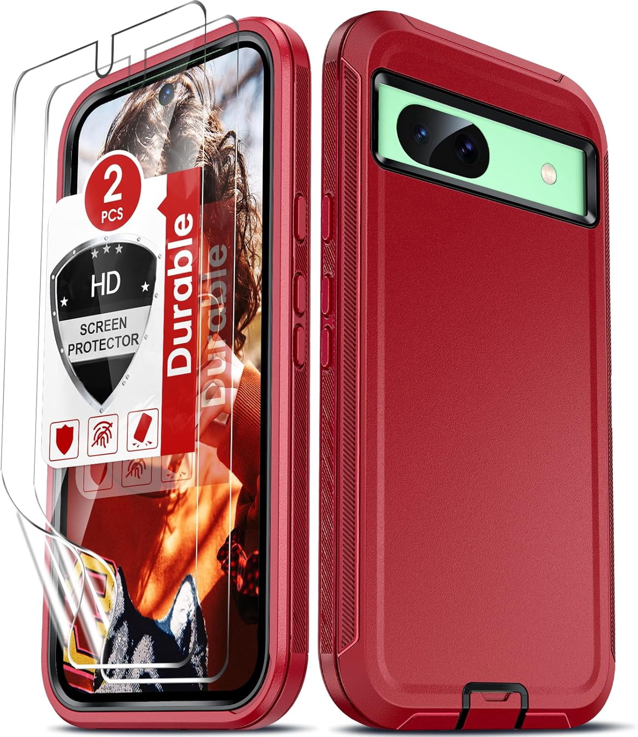 for Google Pixel-8a Case: with 2 PCS Screen Protector, Heavy Duty 3 in ...