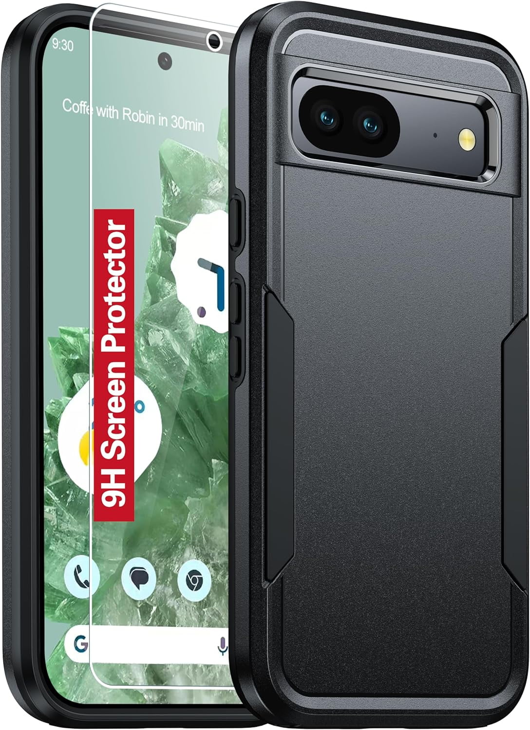 for Google Pixel 8a Case, [Dual Layer Shockproof] Rugged Pixel 8a Case with [Tempered Glass ...