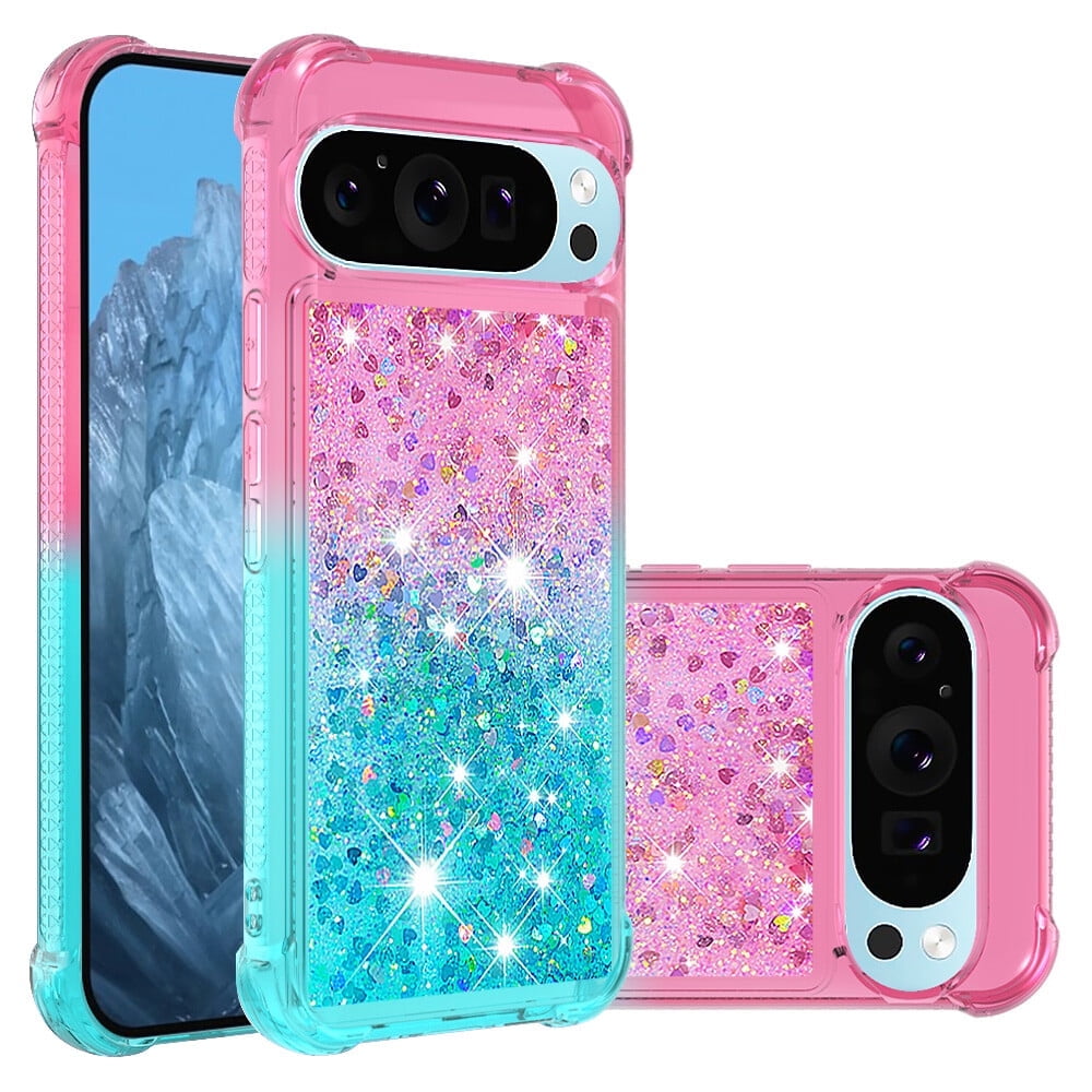 Google Pixel 9 5G/Pixel 9 PRO 5G Case,Liquid Glitter Funny Bling Shiny Crystal Flowing Sparkle ...