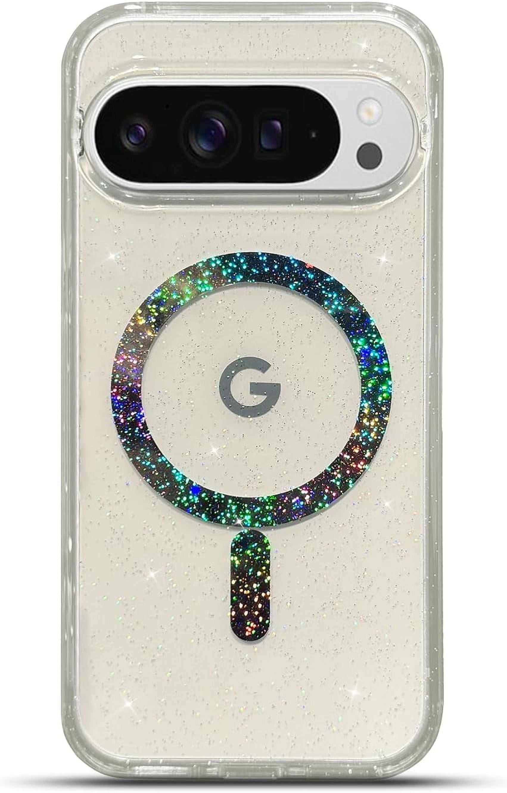 for Google Pixel 9/9 Pro Case 6.3" Compatible with Magsafe Magnetic Bling Glitter Clear Shiny ...