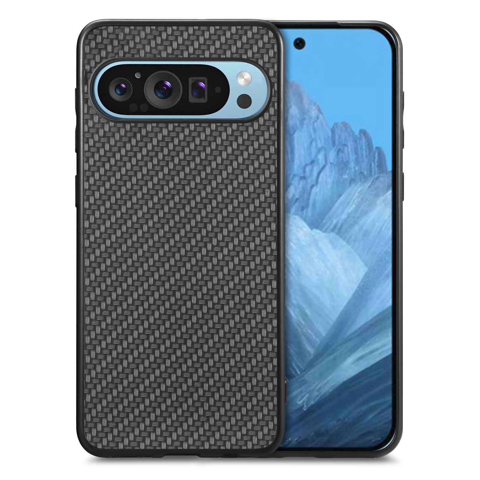 for Google Pixel 9 / 9 Pro Case, Carbon Fiber Leather Slim Protective ...