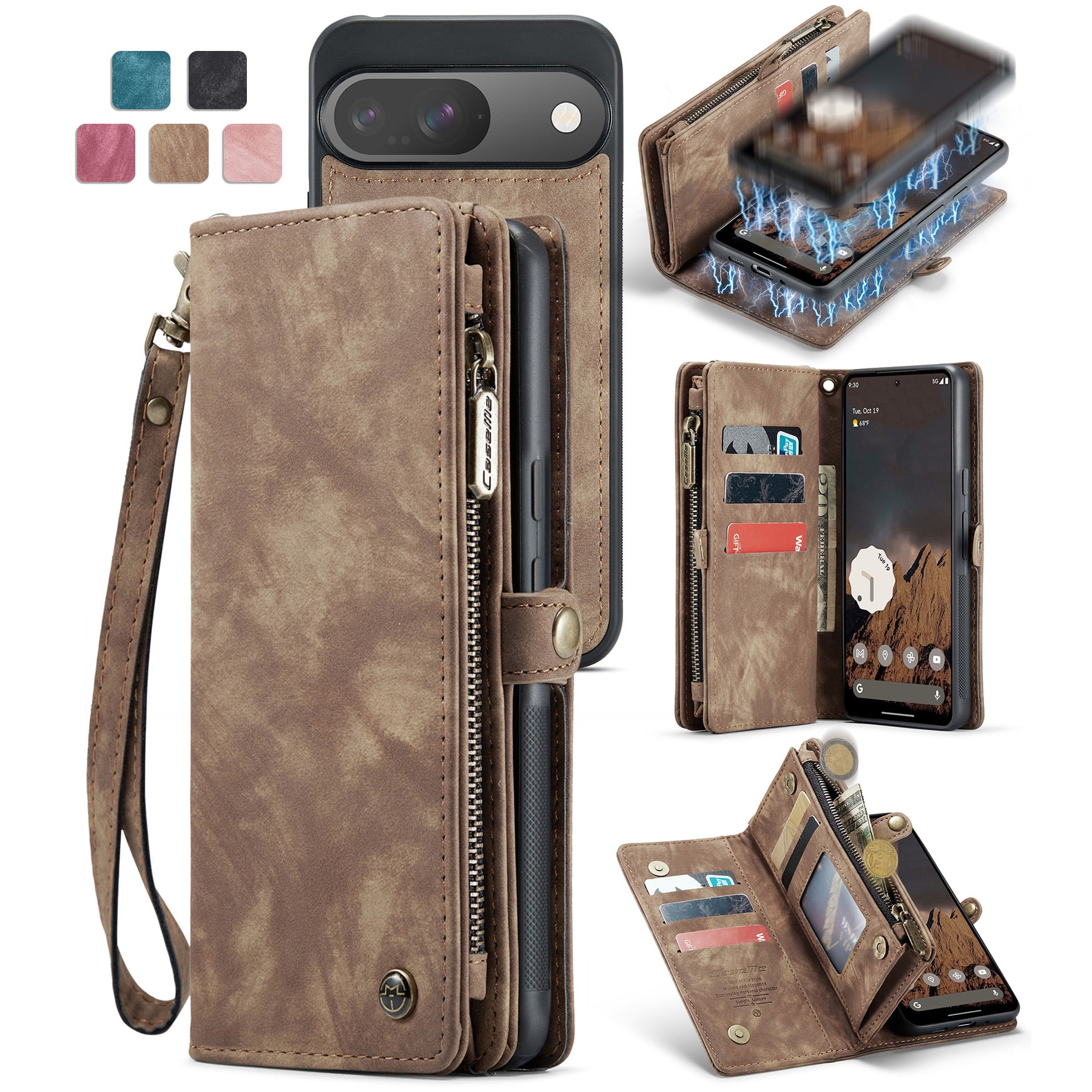 for Google Pixel 9 / 9 Pro Premium PU Leather Folding Case, Multiple ...