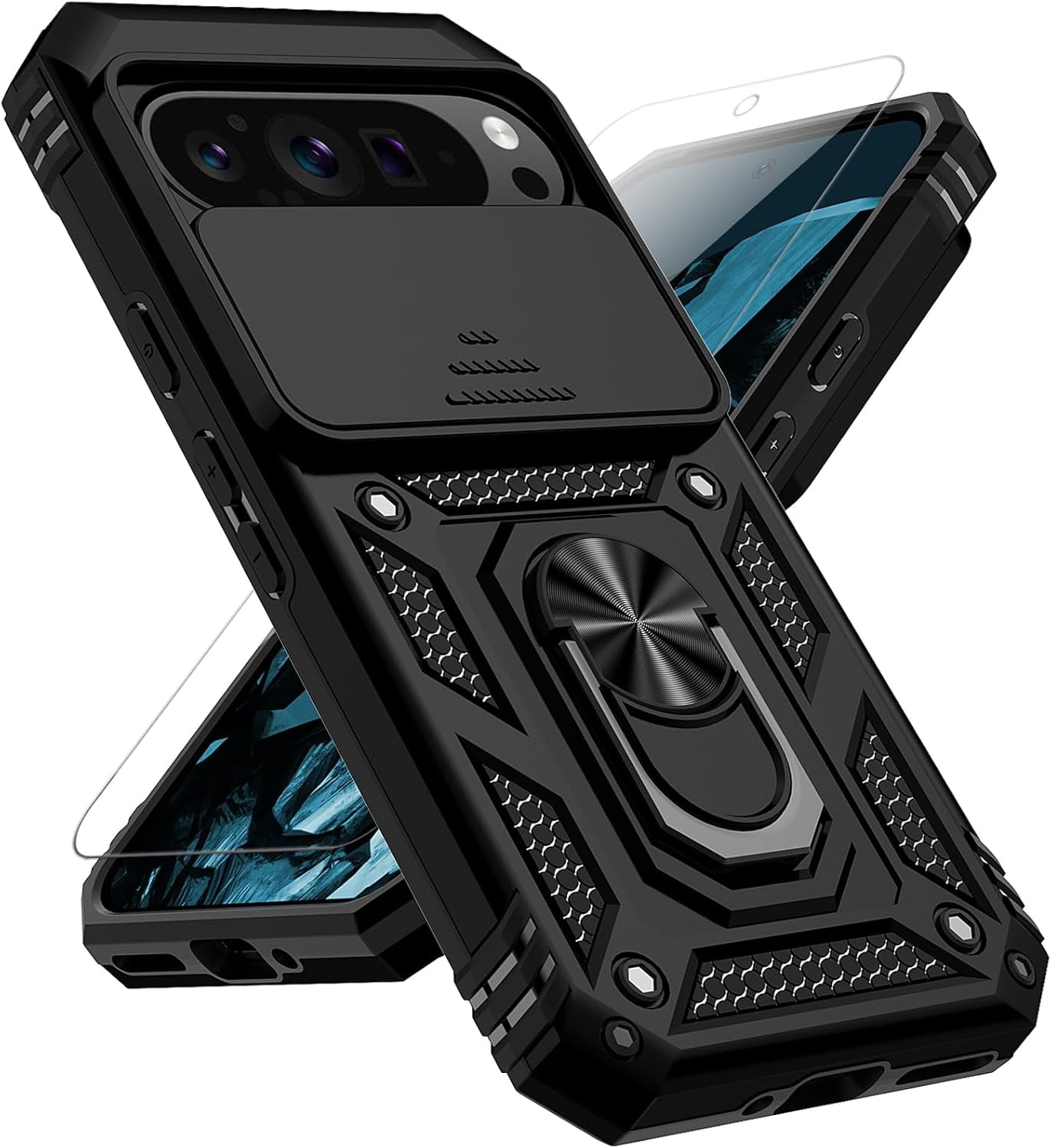 for Google Pixel 9 / Pixel 9 Pro Case with Slide Camera Cover HD Screen ...