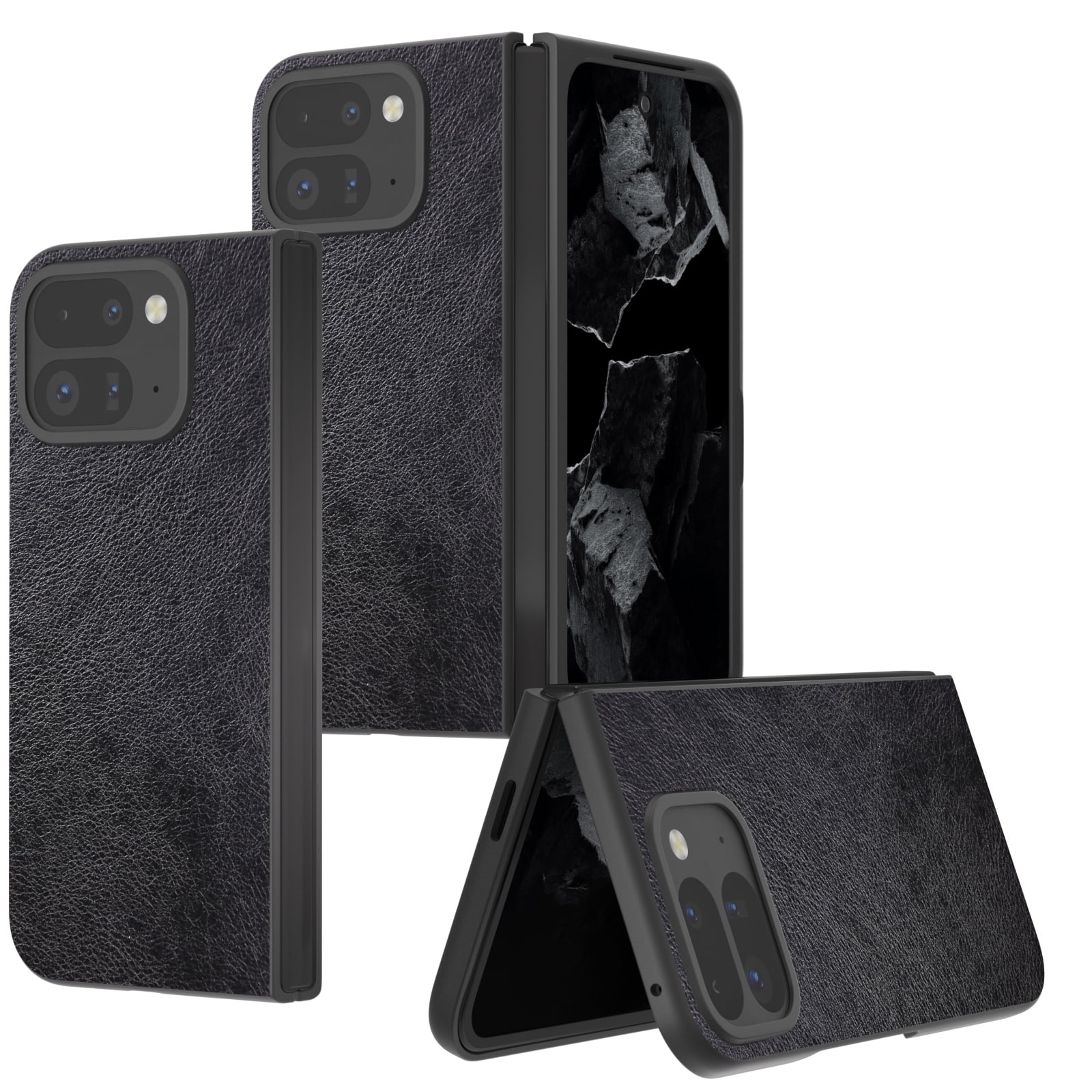 for Google Pixel 9 Pro Fold / Fold 2 Case, PU Leather + Hard PC Shell ...