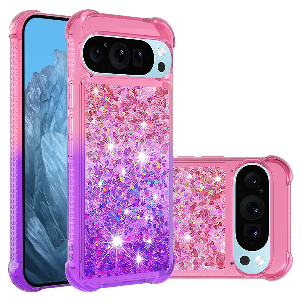 Google Pixel 9 Pro XL 5G Case, Liquid Glitter Funny Bling Shiny Crystal Flowing Sparkle Moving ...