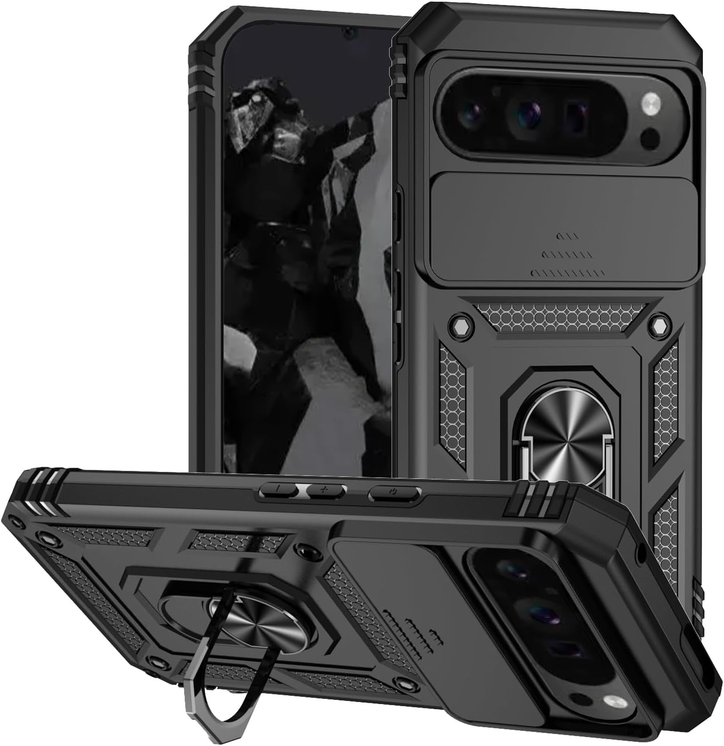 for Google Pixel 9 Pro XL Case Camera Lens Protector Slide Cover Black ...