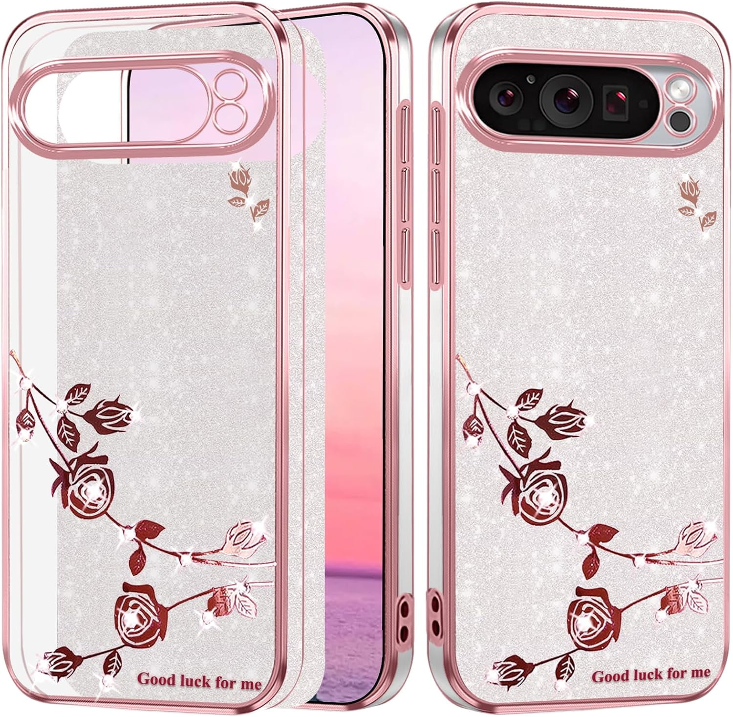 for Google Pixel 9 Pro XL Case Clear Glitter Shiny Aesthetic Google ...