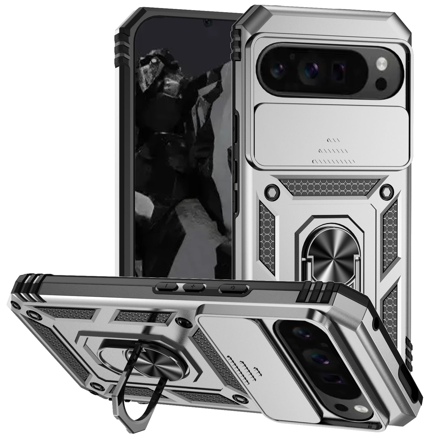 Google Pixel 9 Pro XL Kickstand Armor Case with Slide Camera Lens ...