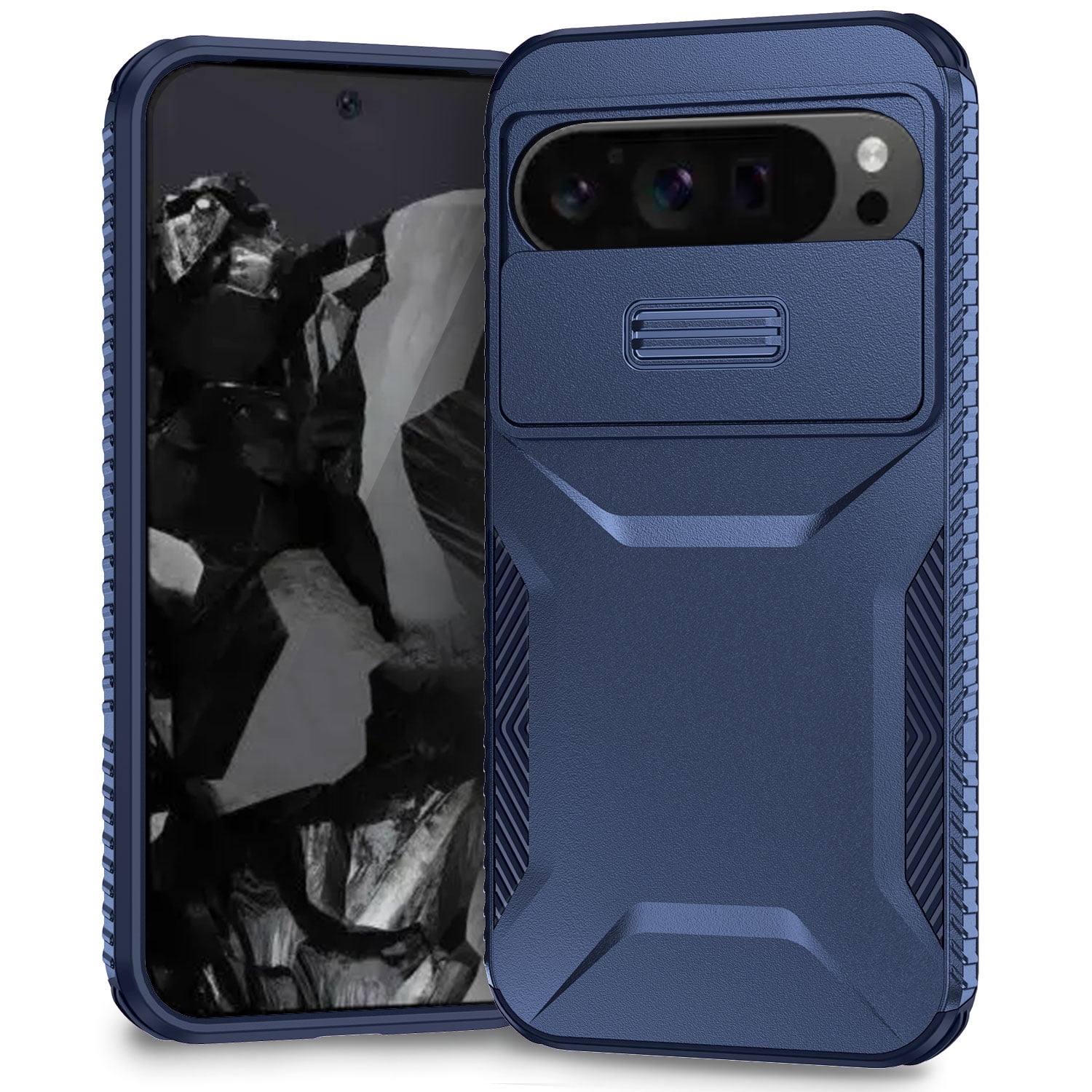 for Google Pixel 9 Pro XL Rugged Case with Camera Lens Sliding Cover ...