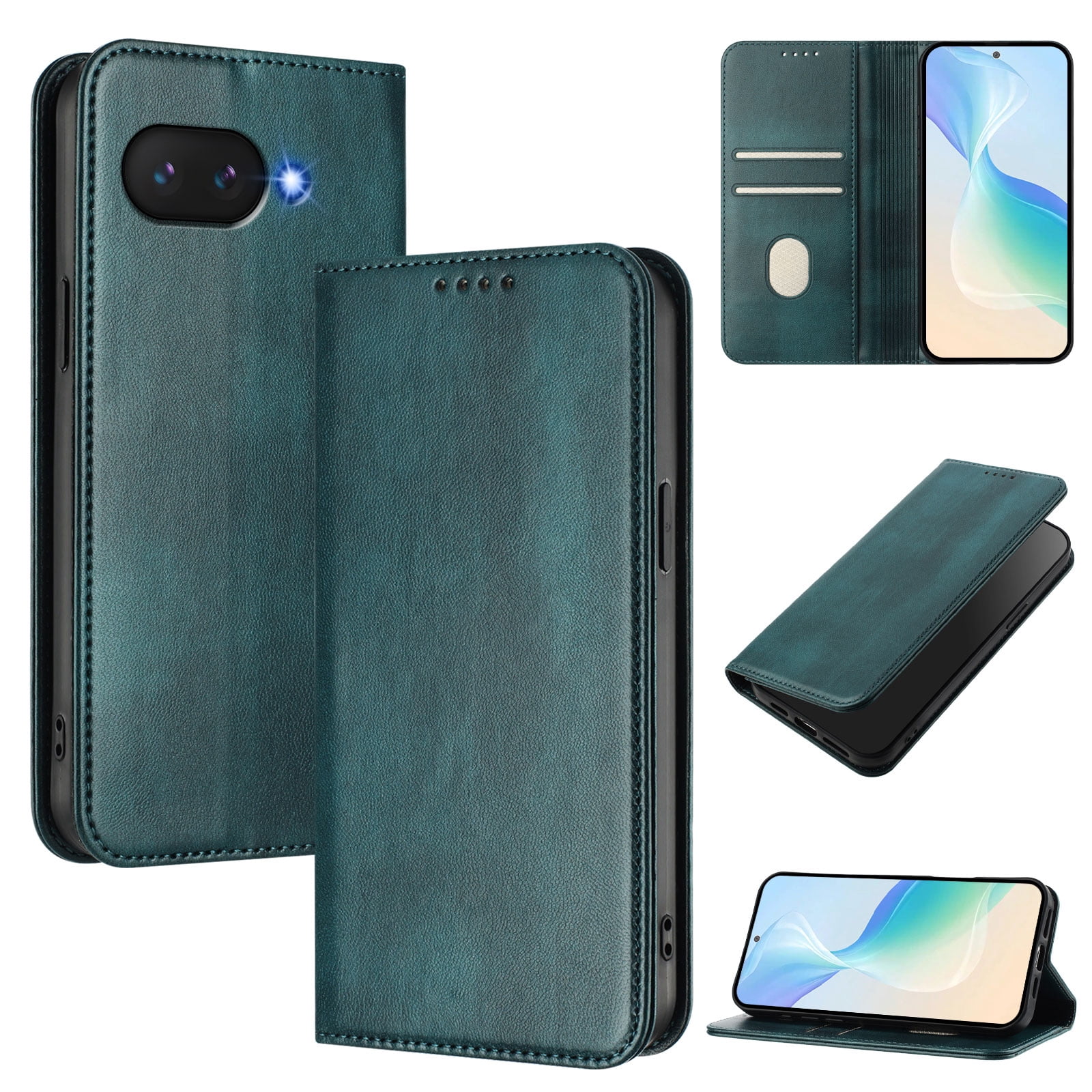 for Google Pixel 9a Wallet Rugged Case, Premium PU Leather RFID ...