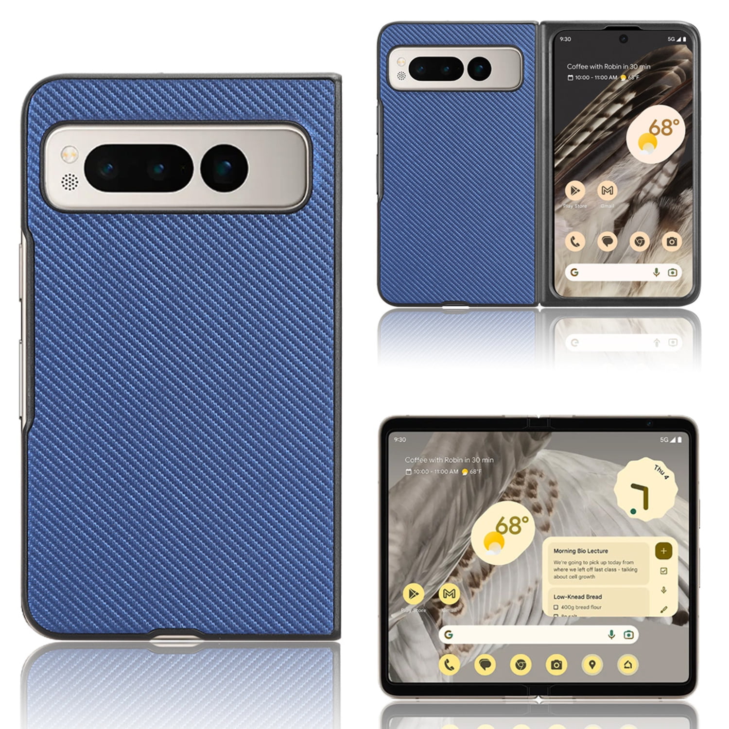 for Google Pixel Fold Case with Carbon Fibre Texture, Shockproof Drop ...