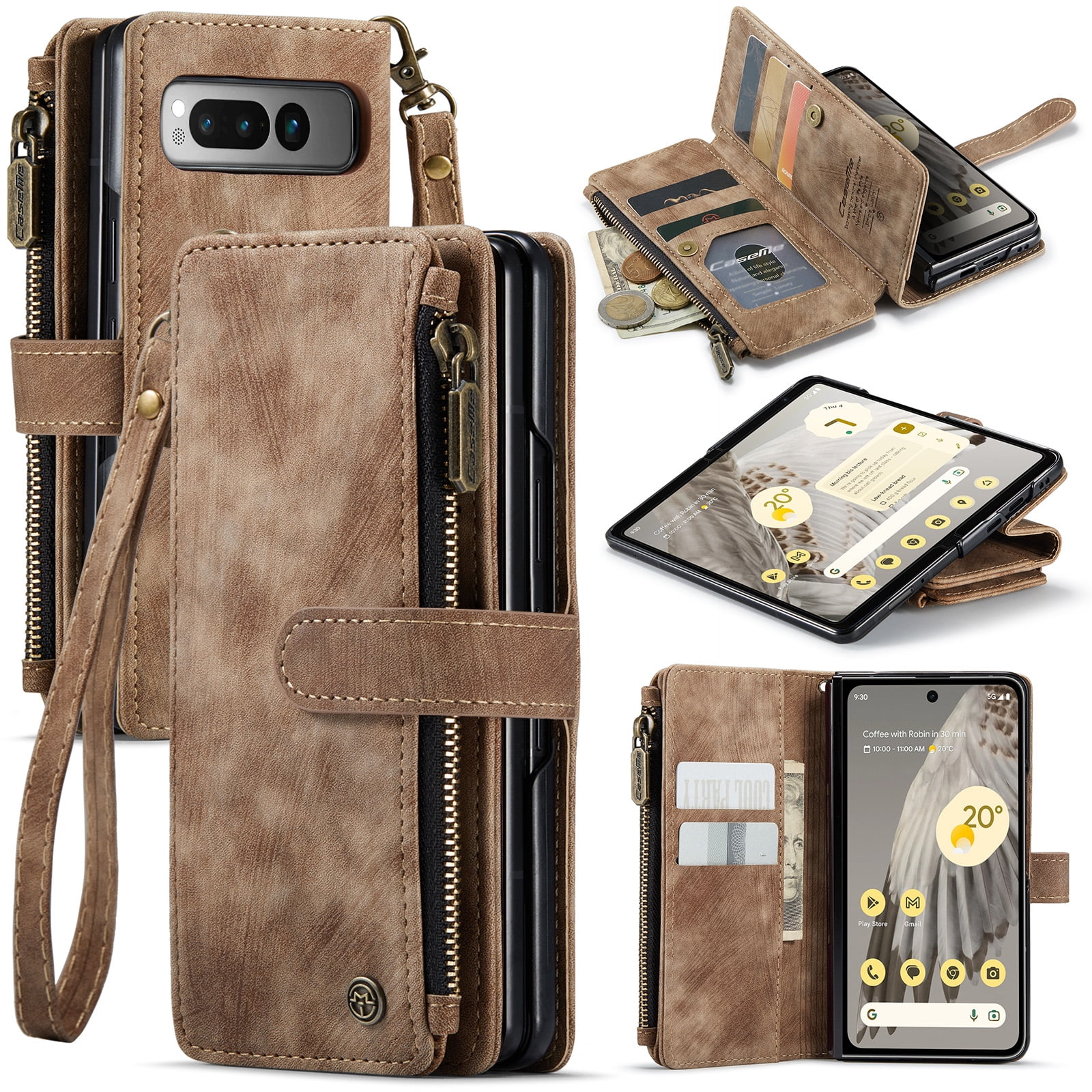 for Google Pixel Fold Case, Wallet Case with Card Holder Kickstand ...