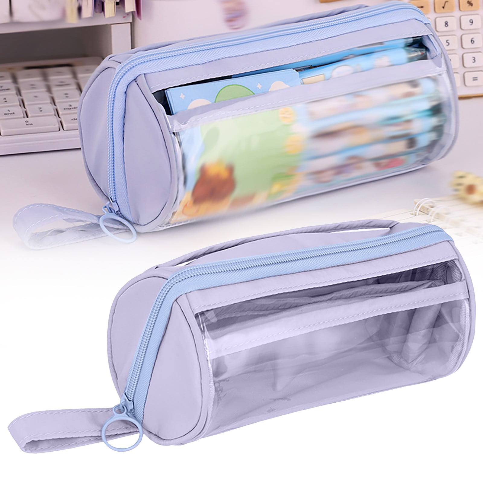 Goohaeplastic Stationery Case, Clear Fabric Pencil Case - Multi-Layer ...