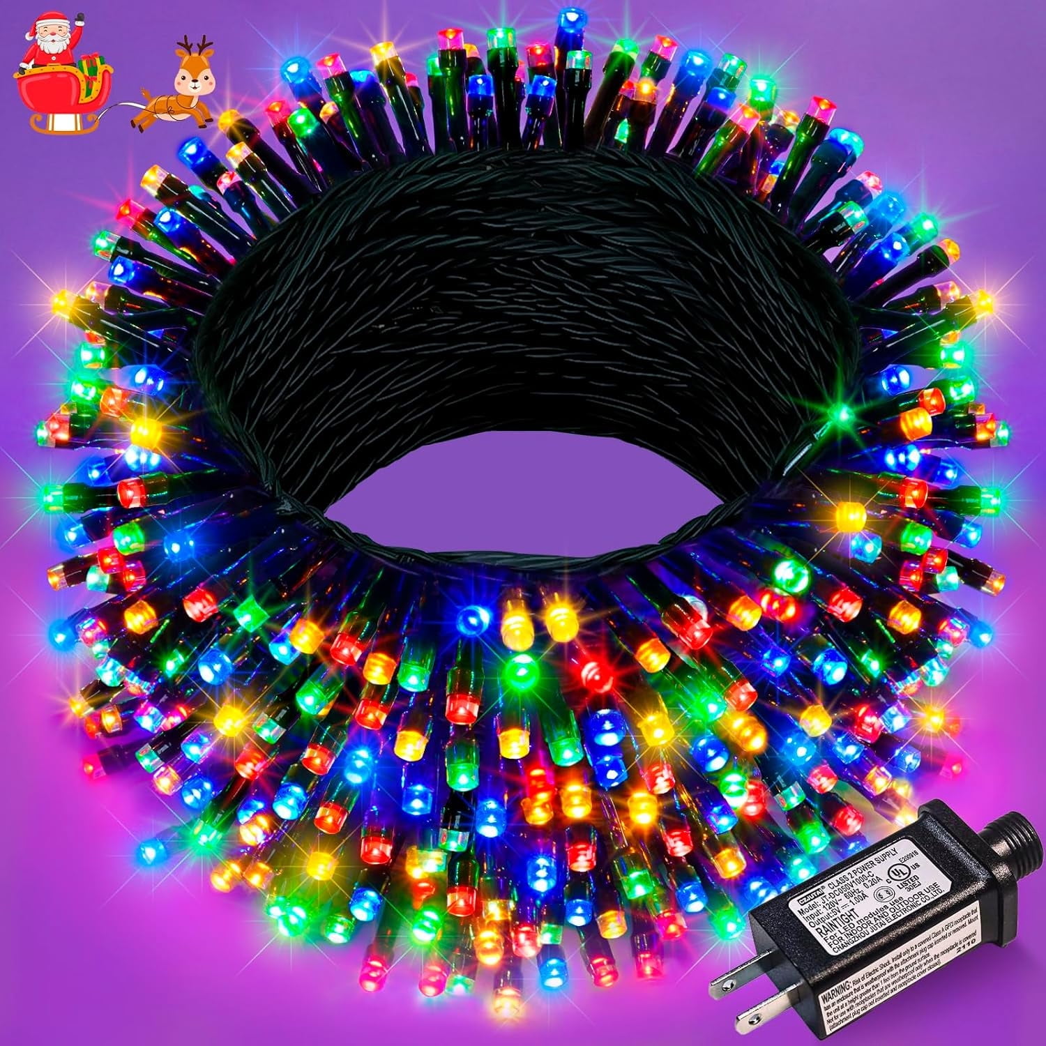 GooingTop 200 LED Christmas Lights Plug in , Expandable 66ft Christmas ...