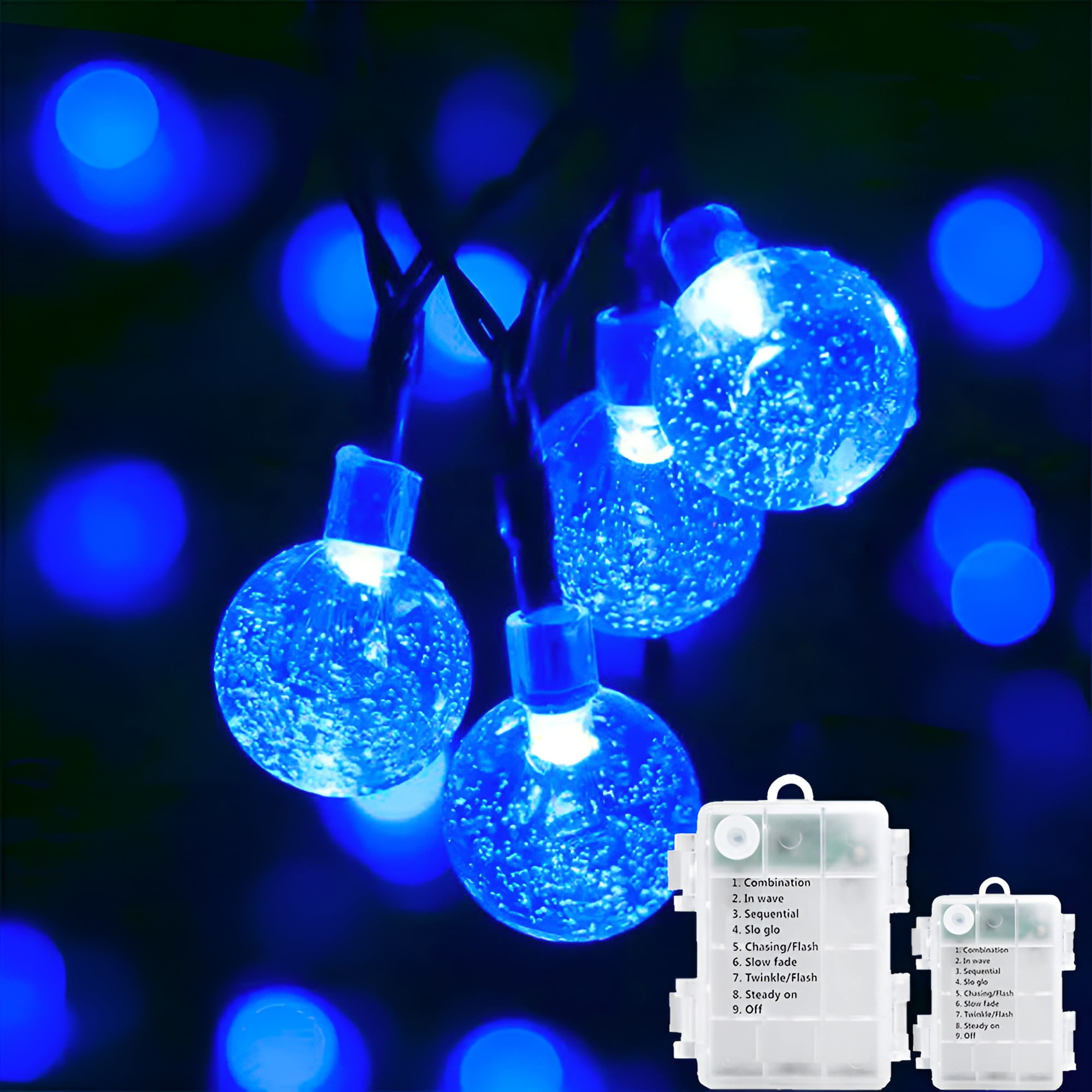 GooingTop 30 ft Waterproof Blue LED String Lights, Battery Operated, 2 ...