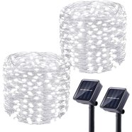 Mainstays Solar Power 200-Count Warm White Fairy LED Wire String Lights ...